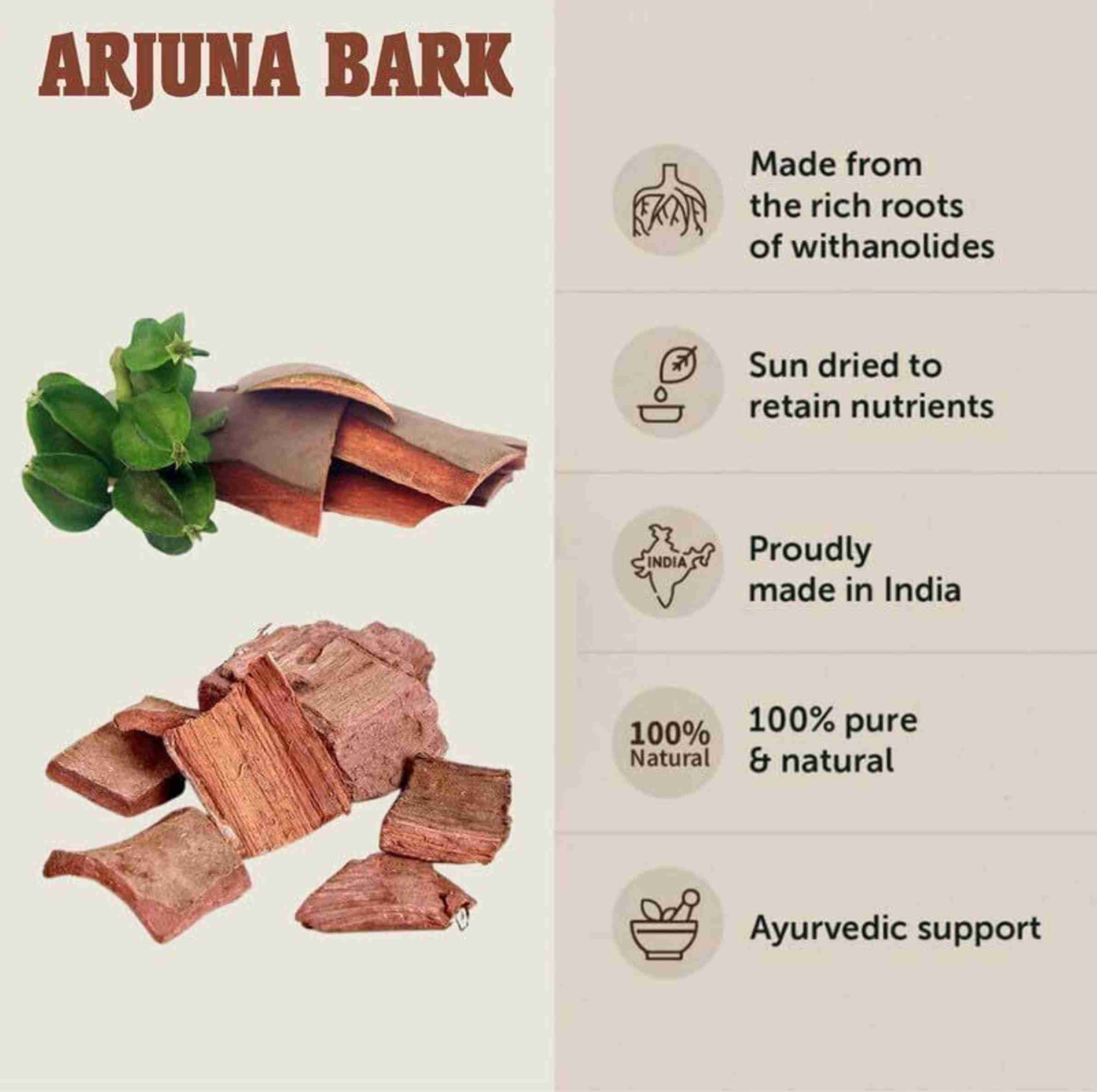 Humanveda Pure Arjun Chaal (Arjuna Bark), Arjun Ki Chhal Whole (Sabut ...