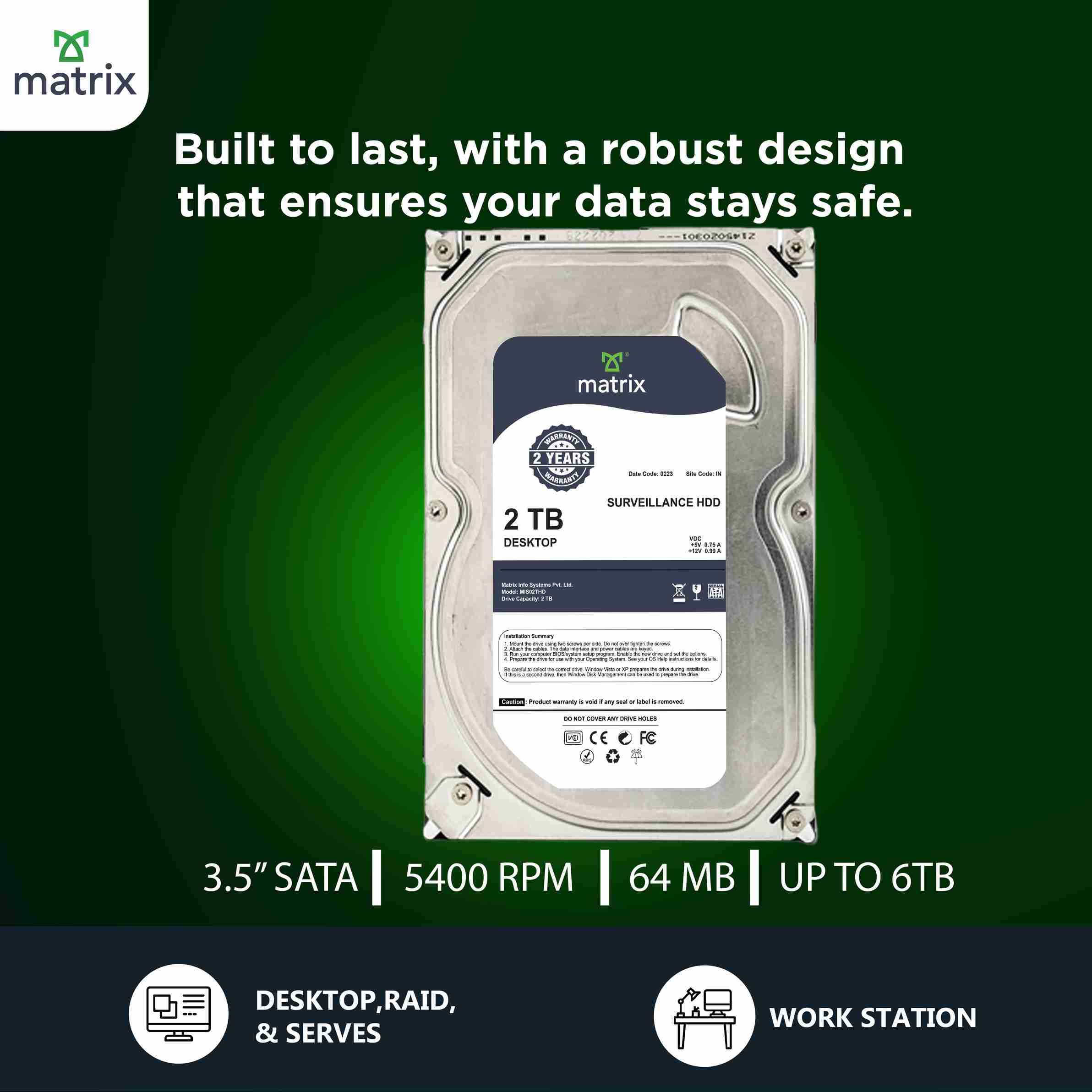 MATRIX HARD DISK DRIVE 2 TB 2 TB All in One PC's Multicolor SATA ...