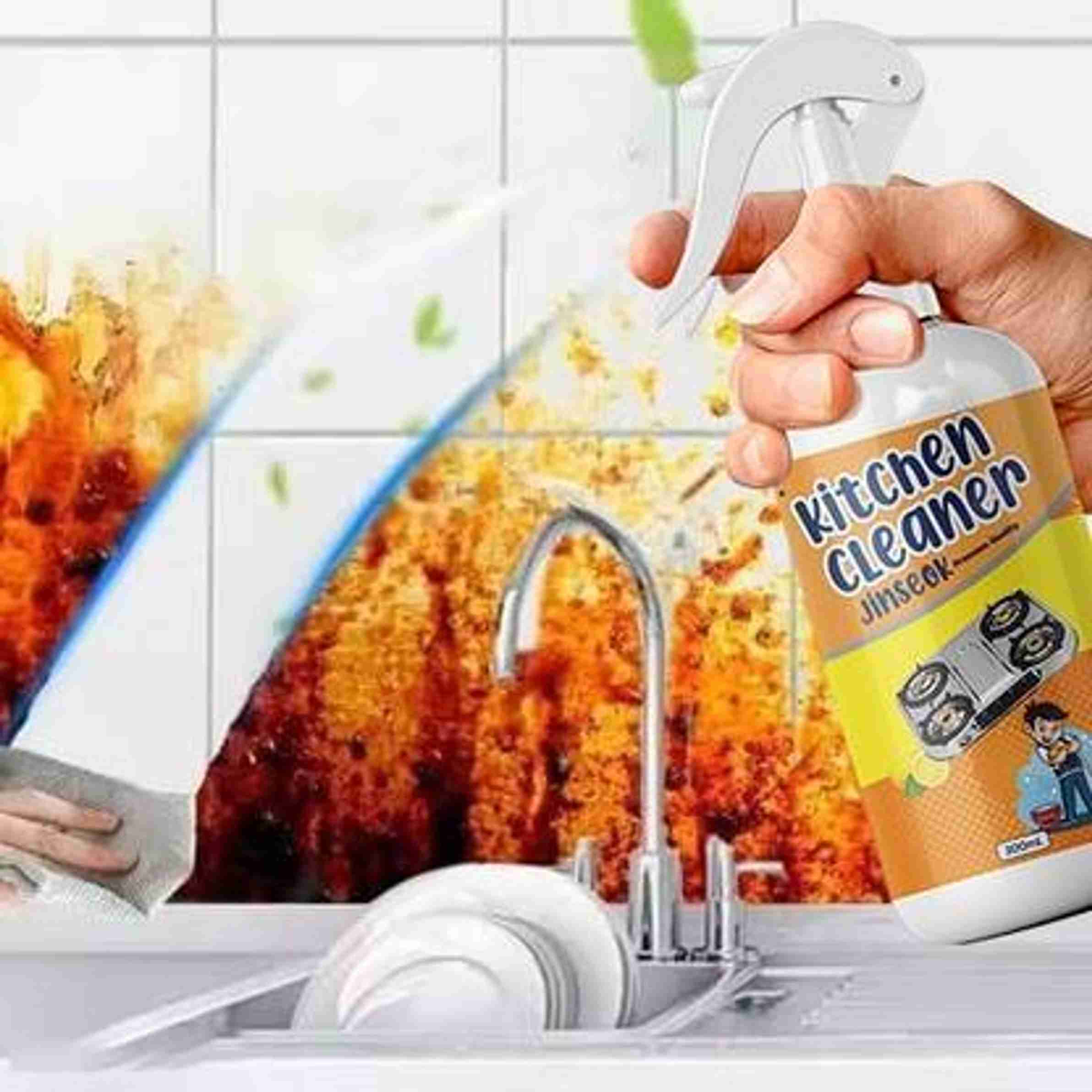 JINSEOK Kitchen Oil & Grease Stain Remover Spray Degreaser Kitchen ...