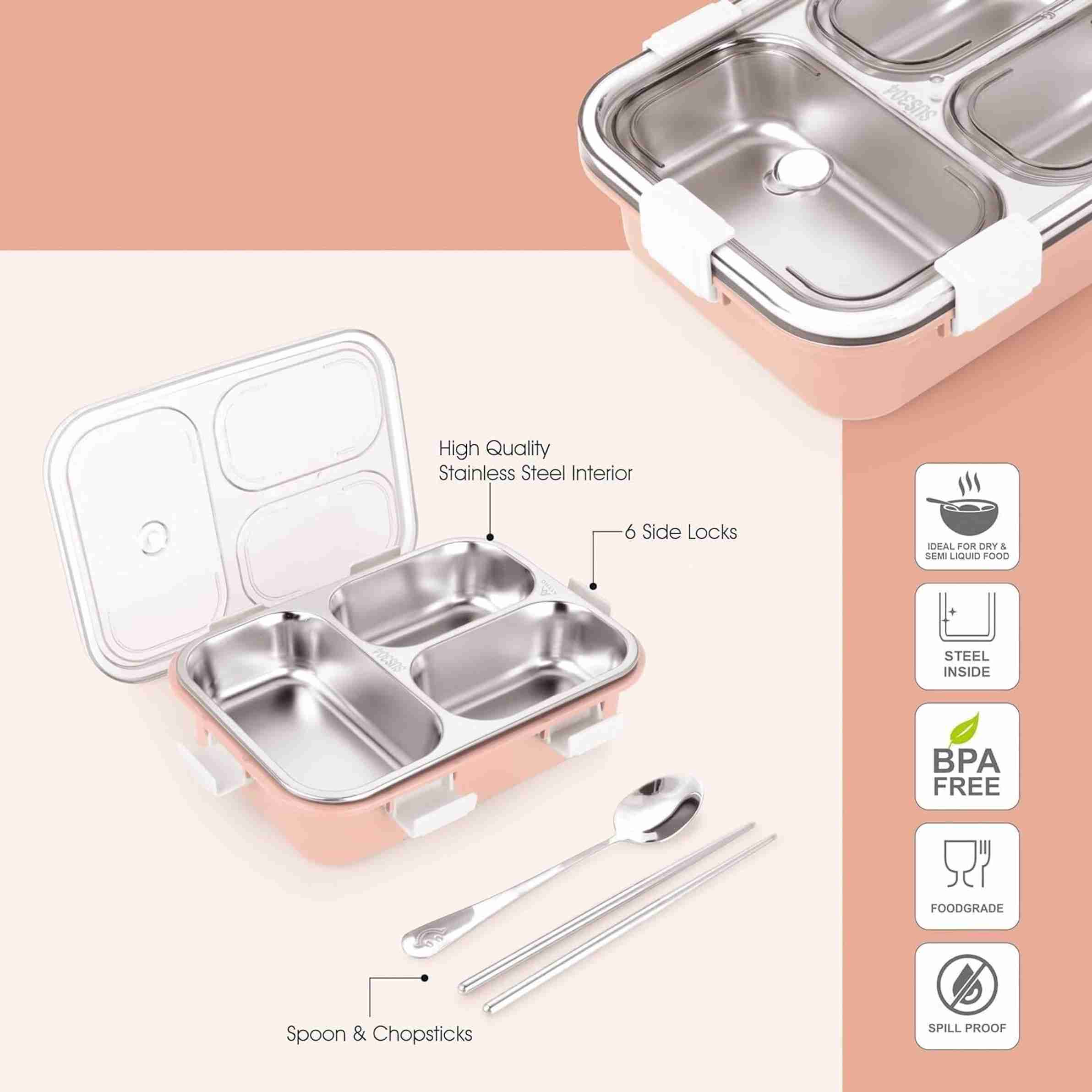 Flipkart.com | lavtoz Stainless Steel Bento Lunch Box with 3 Containers ...