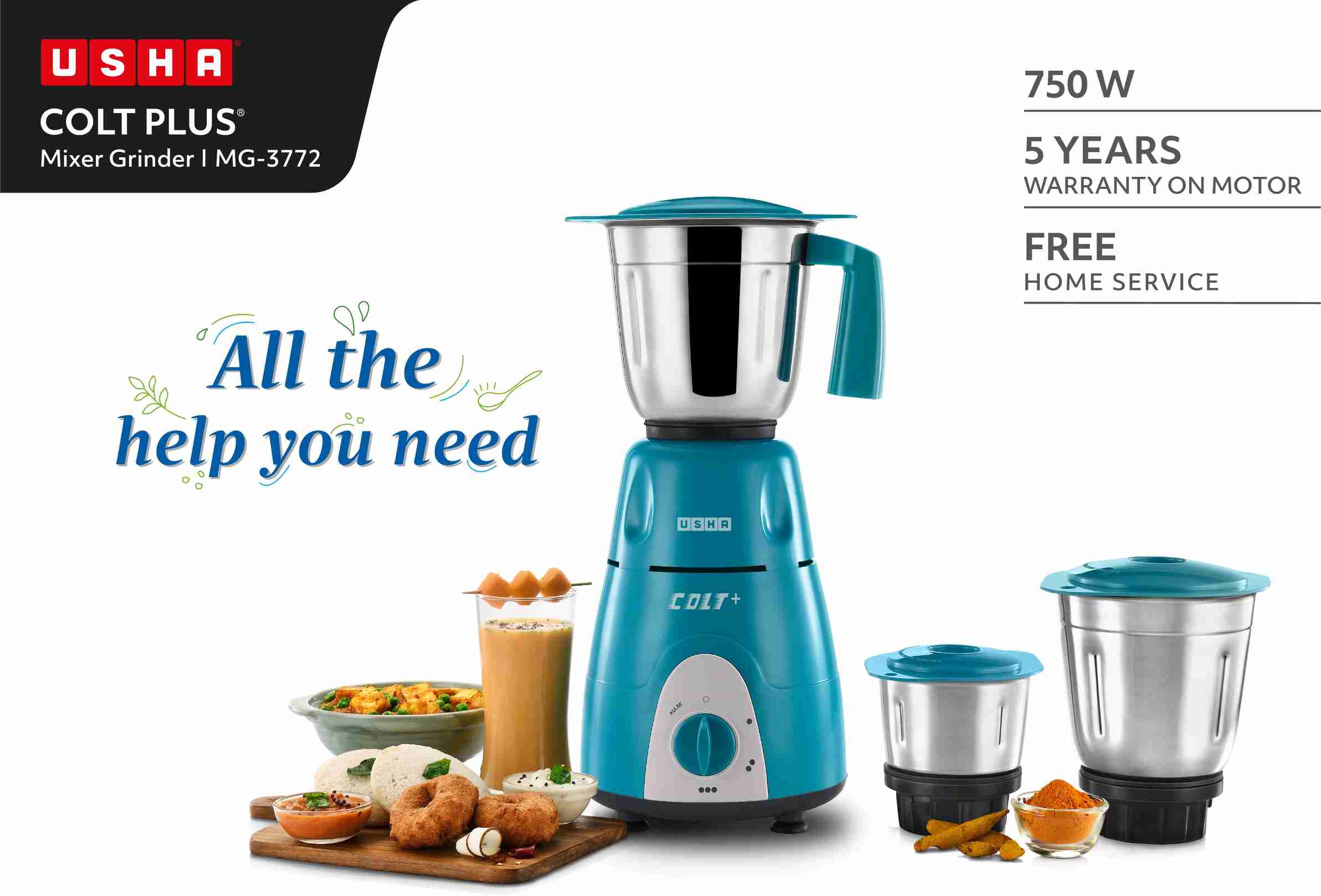 USHA Colt Plus 750 W Mixer Grinder Price in India - Buy USHA Colt Plus ...