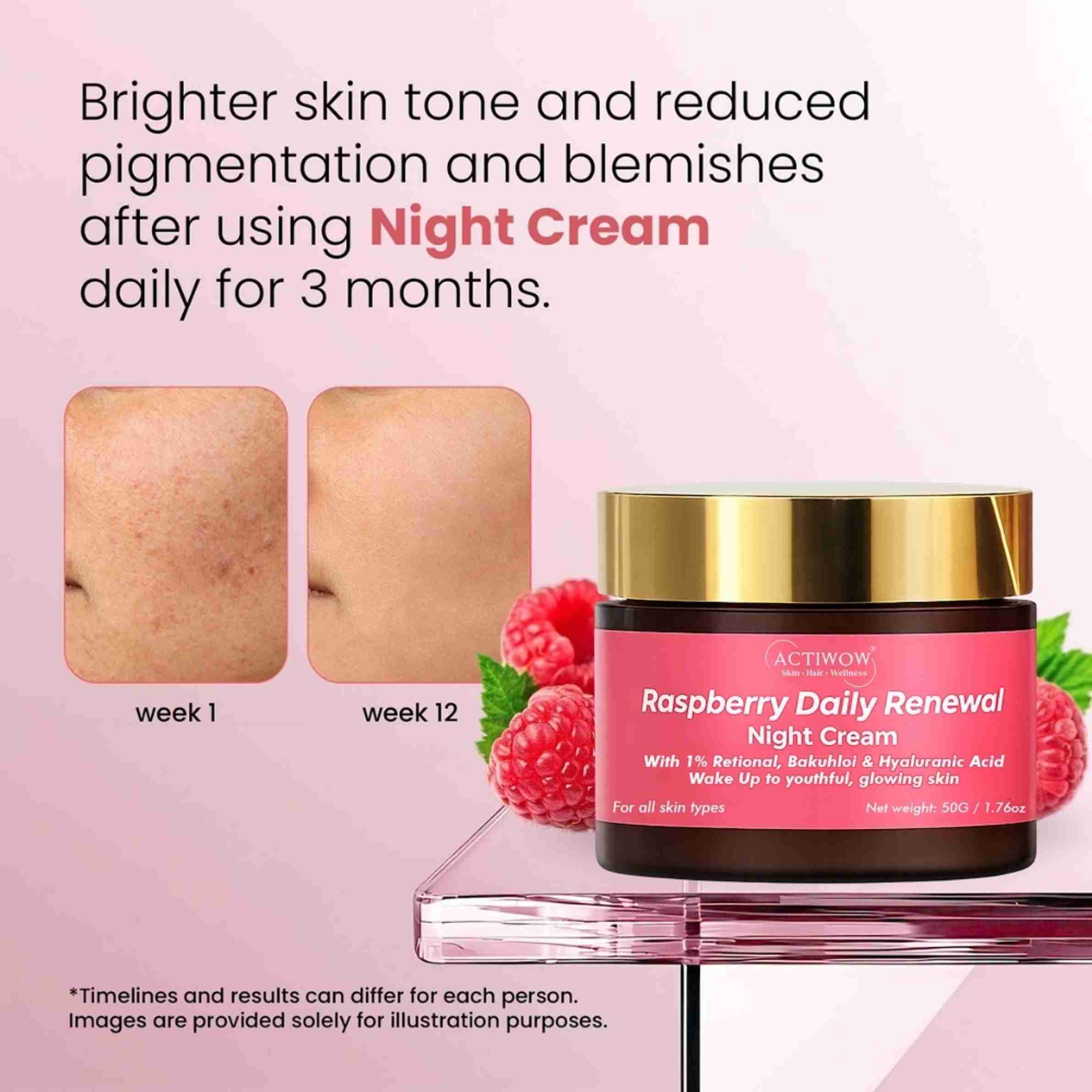 ACTIWOW Raspberry Retinol Night Cream with Balanced Formula - Price in ...