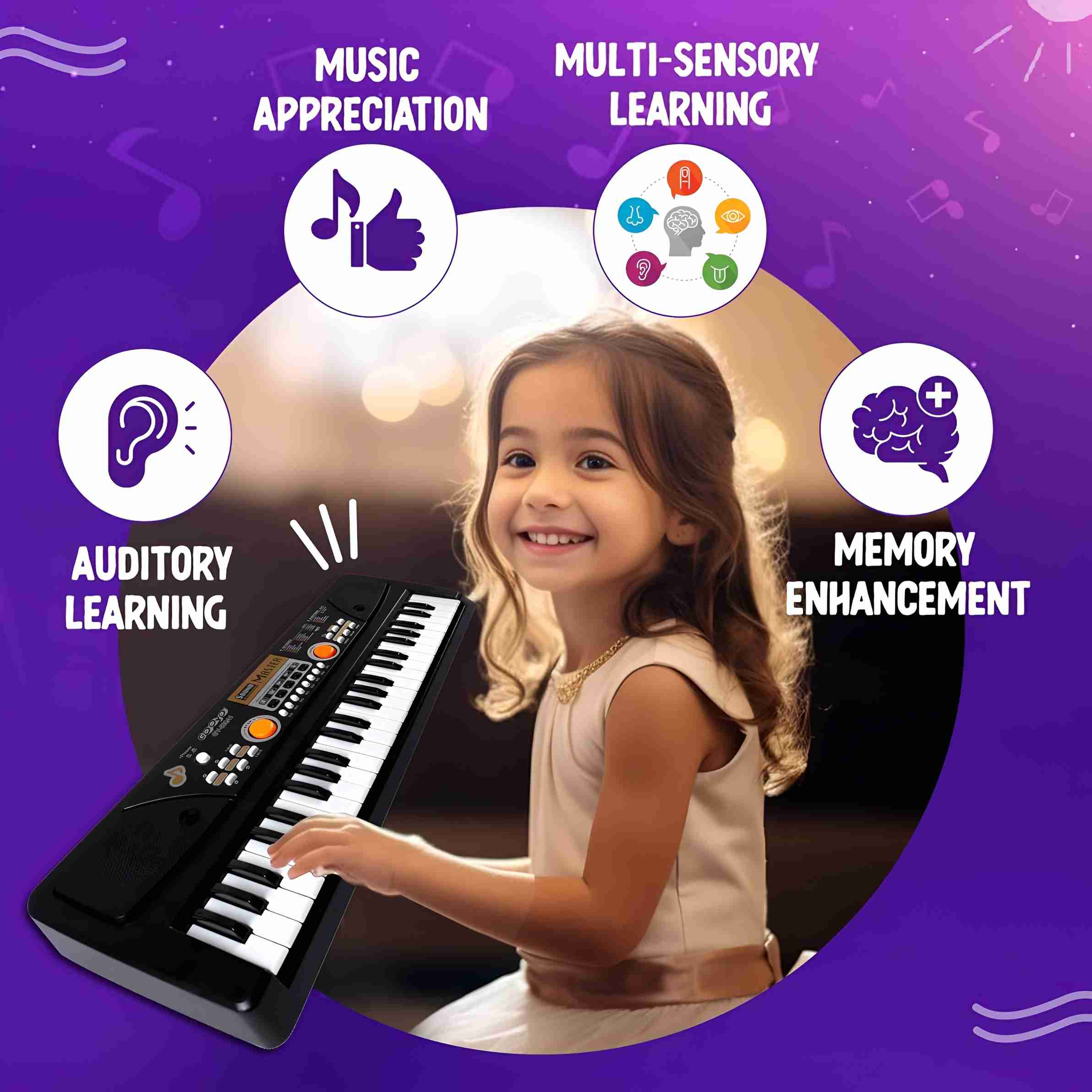 Just97 49-Keys Musical Keyboard Piano with Mic for Kids Analog Portable ...