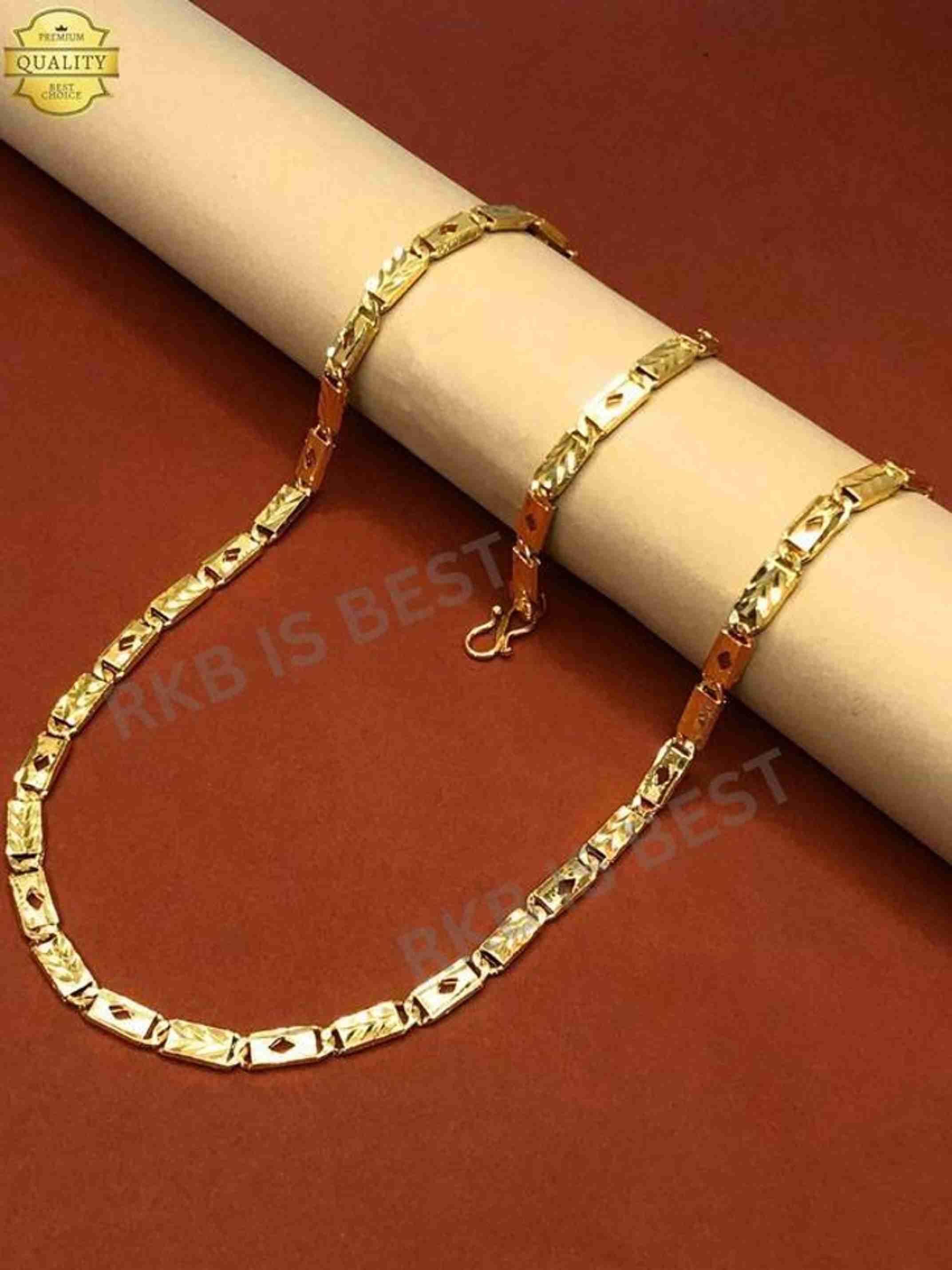 Chabhavi 1 gram Stylish Heavy Golden Neck Men Chain “20” Inches Gold ...