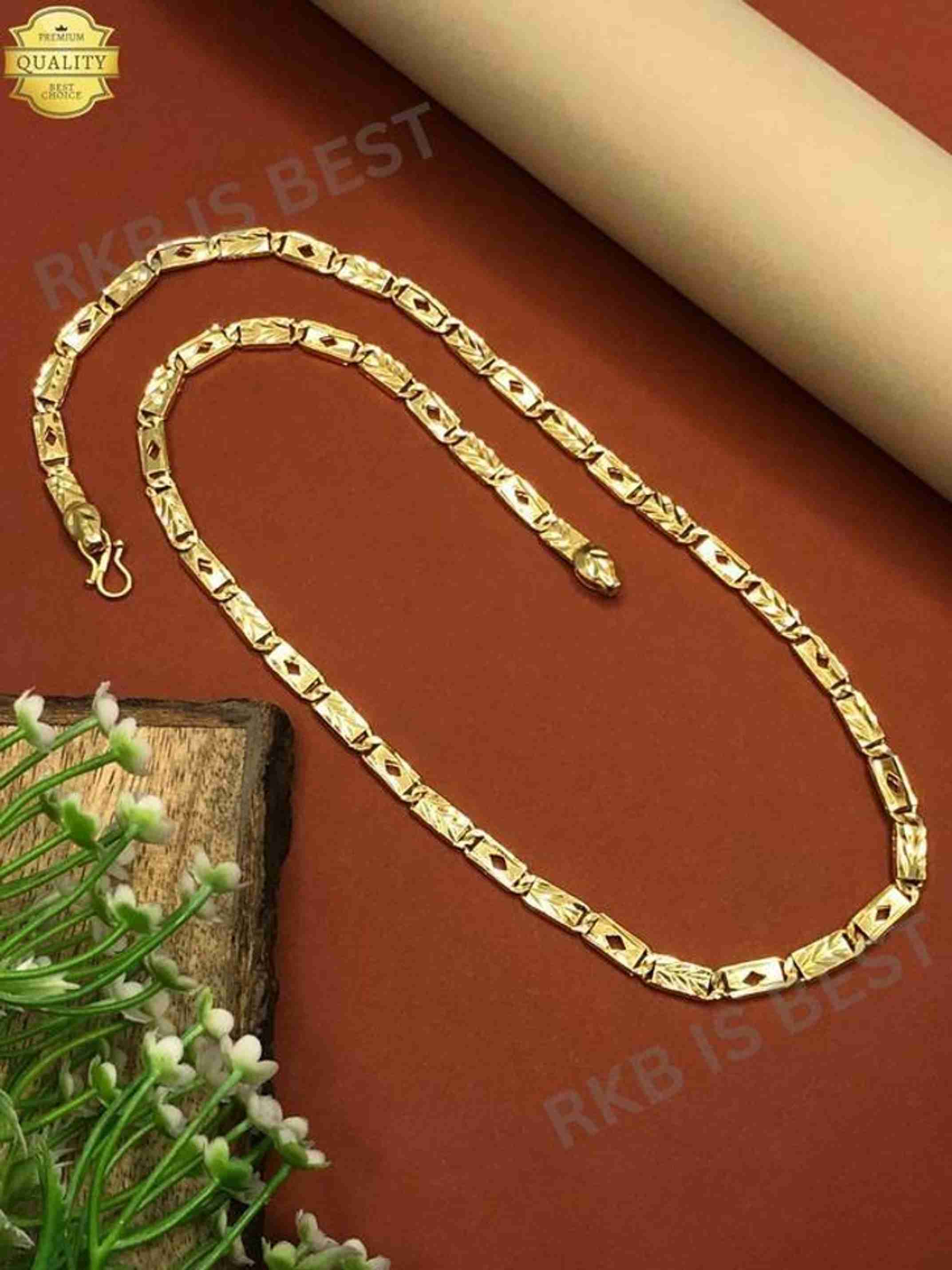 Chabhavi 1 gram Stylish Heavy Golden Neck Men Chain “20” Inches Gold ...