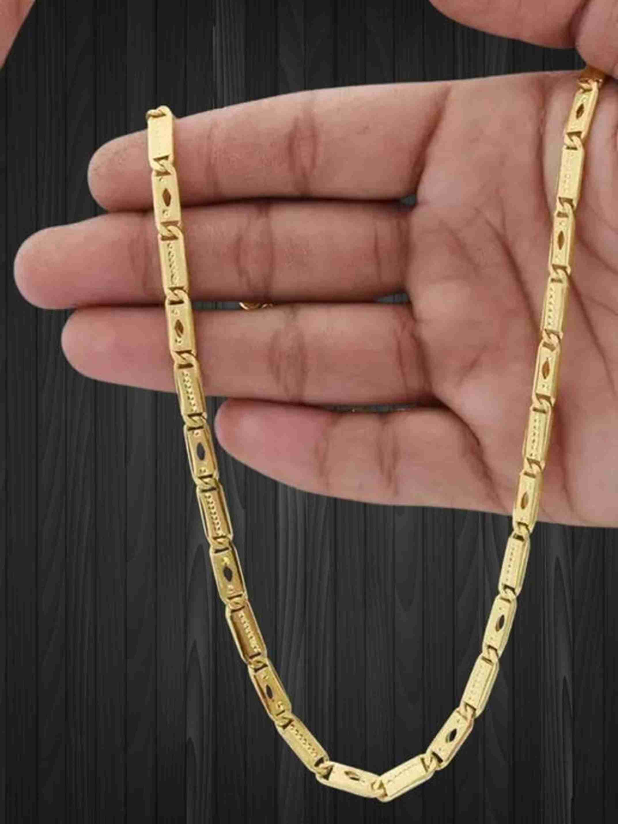 Chabhavi 1 gram Stylish Heavy Golden Neck Men Chain “20” Inches Gold ...