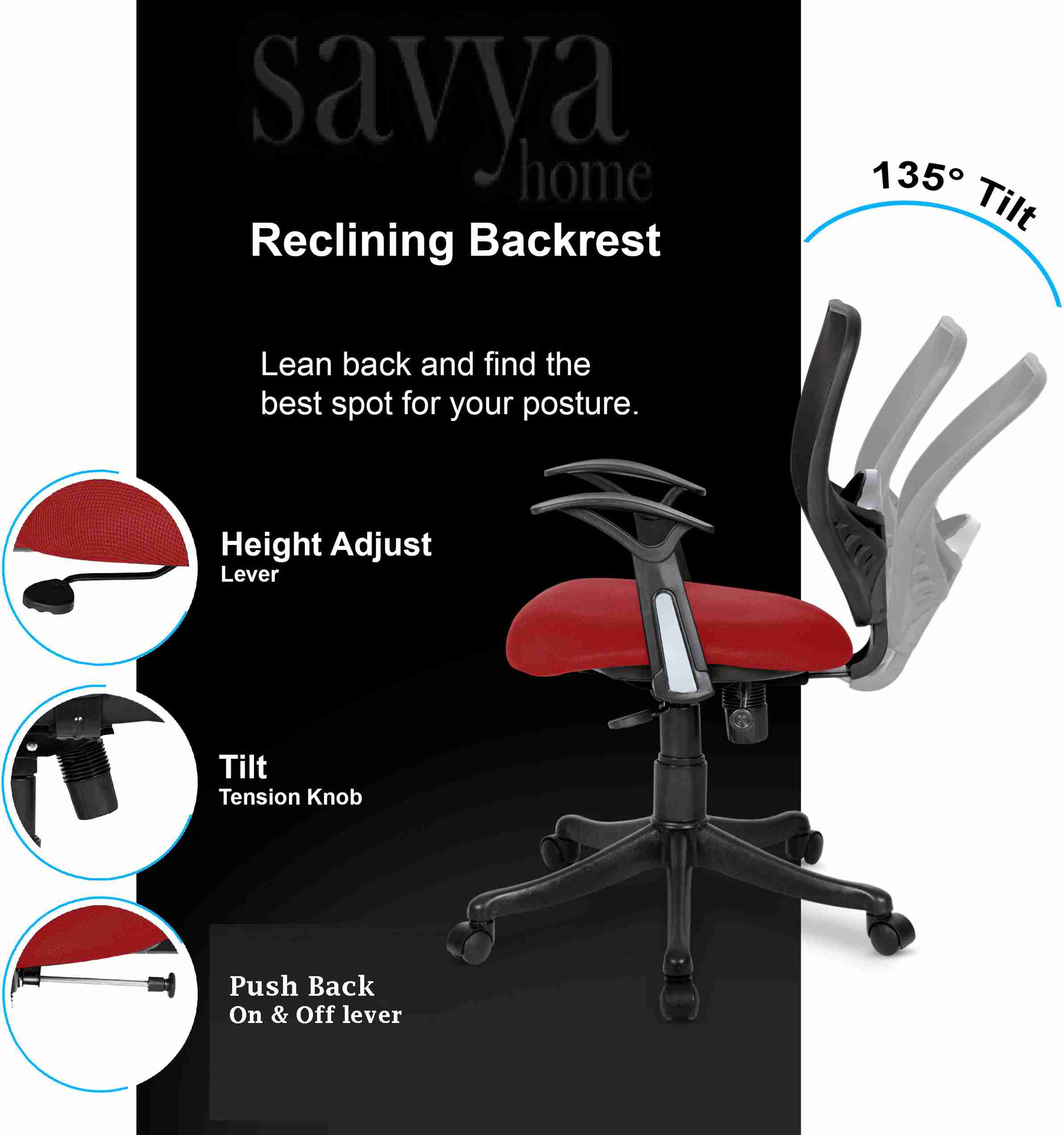 SAVYA HOME DELTA Fabric Office Executive Chair Price in India - Buy ...