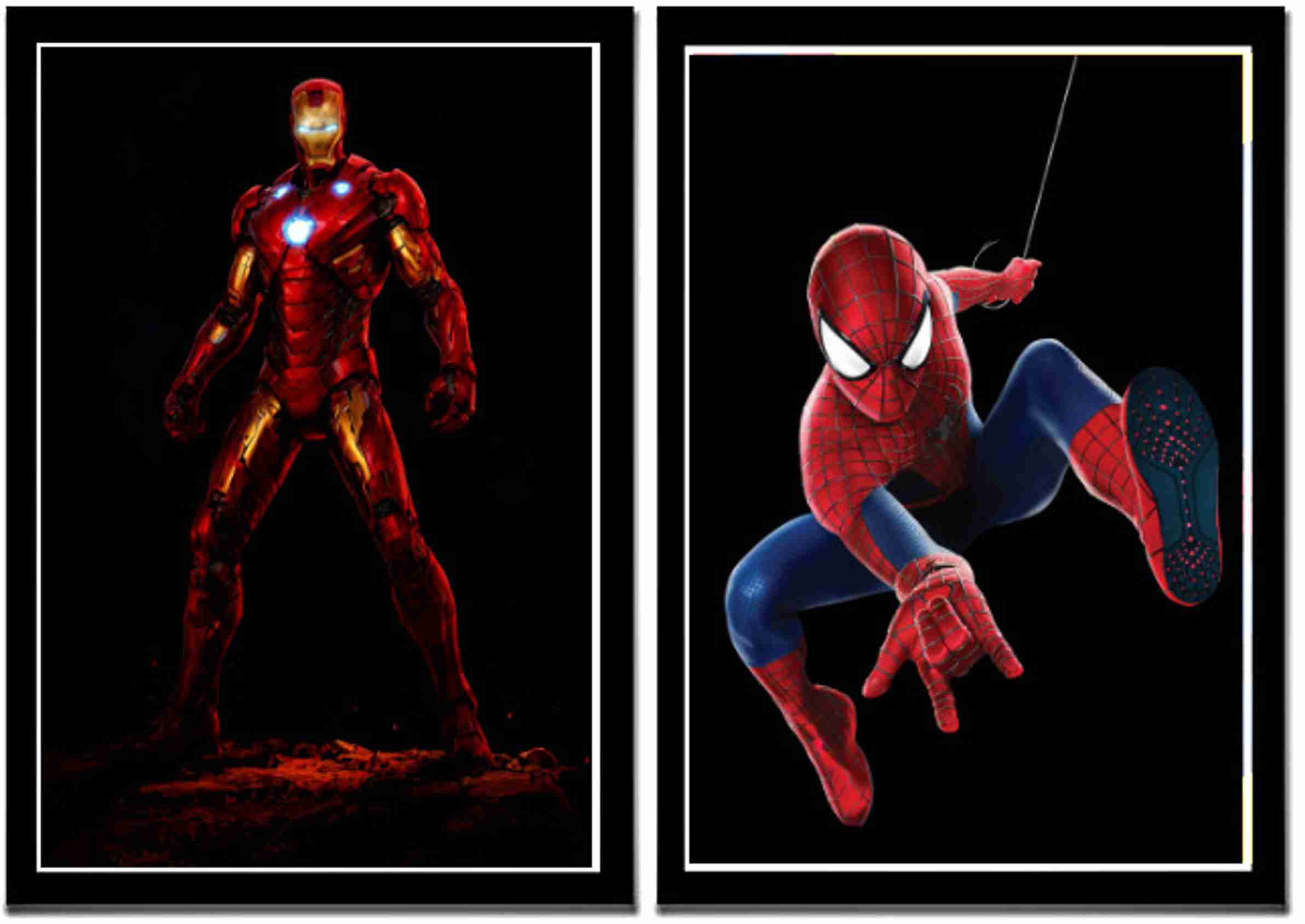 VISTAFRAME Iron Man & Spider-Man Wall Art Frame Poster–Superhero Room ...