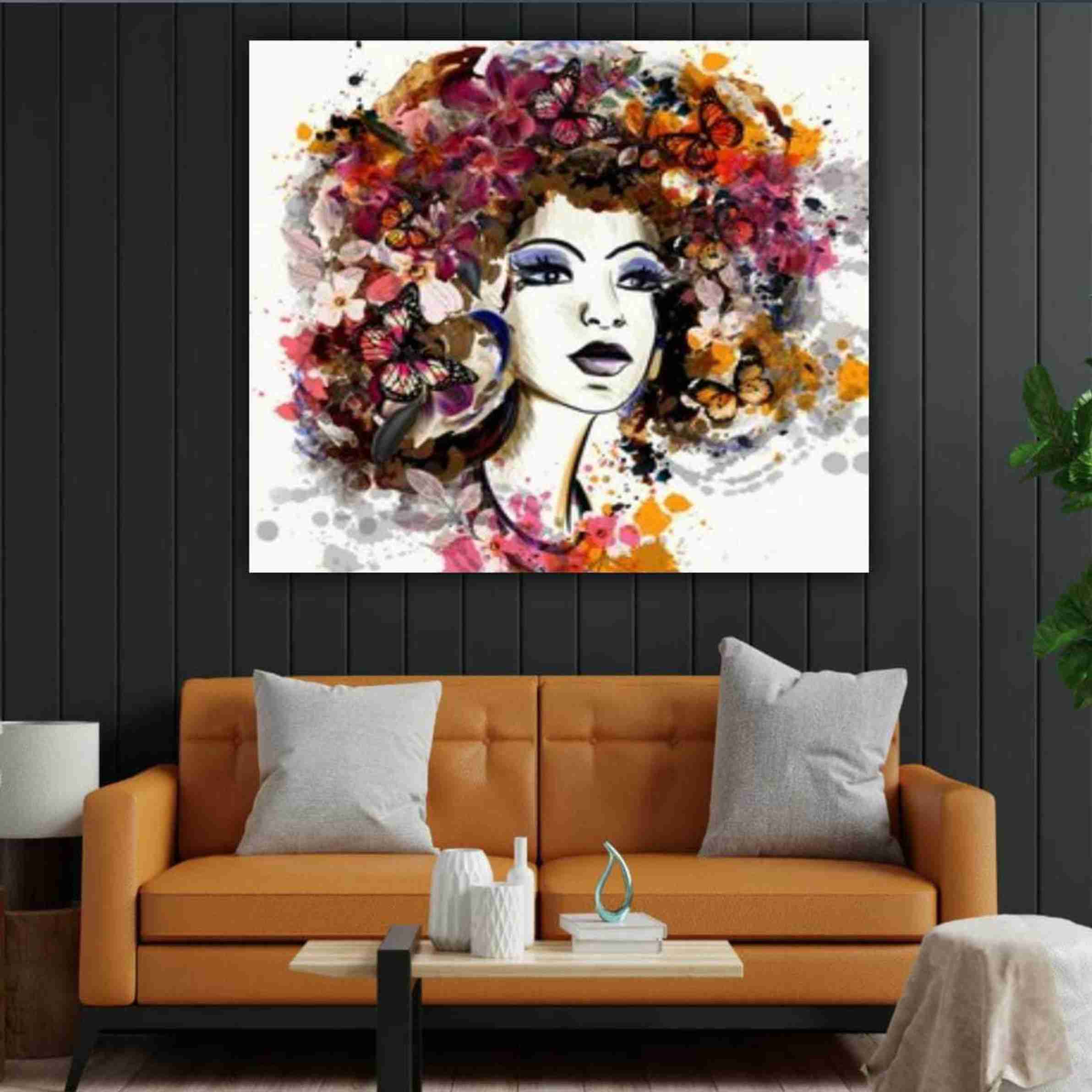 The seven colours beautiful women with designed hairs paintings Canvas ...