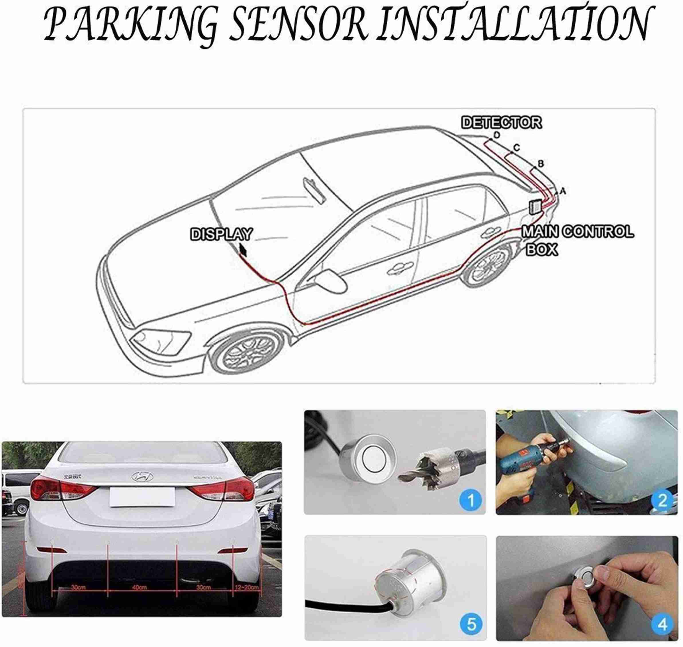 Tcstore NEW Universal 4 Silver Reverse Parking Sensor-AF25B72 NEW ...