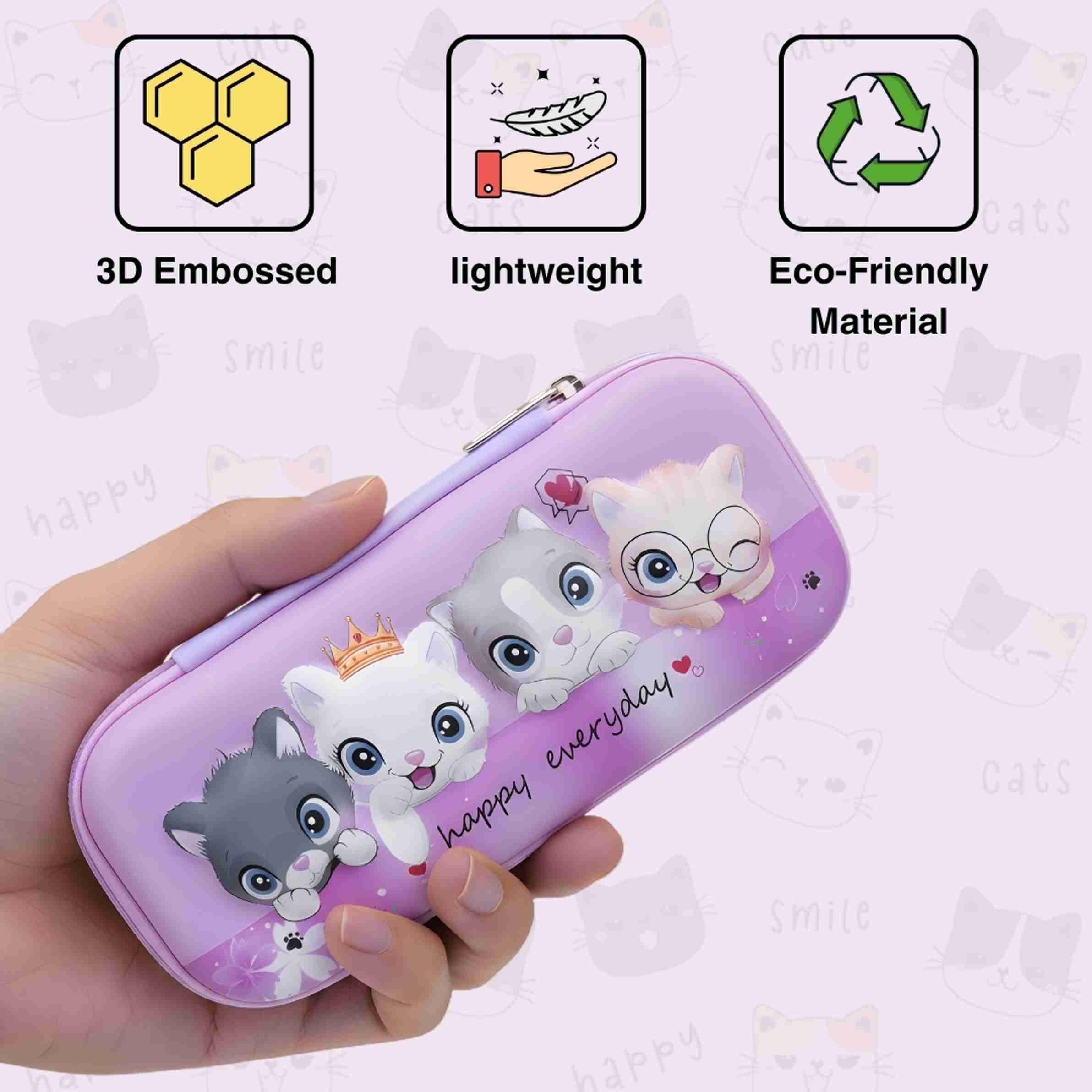 Flipkart.com | ALCANTARA Cat-PR219 Embossed Art Art EVA Pencil Box - Pouch