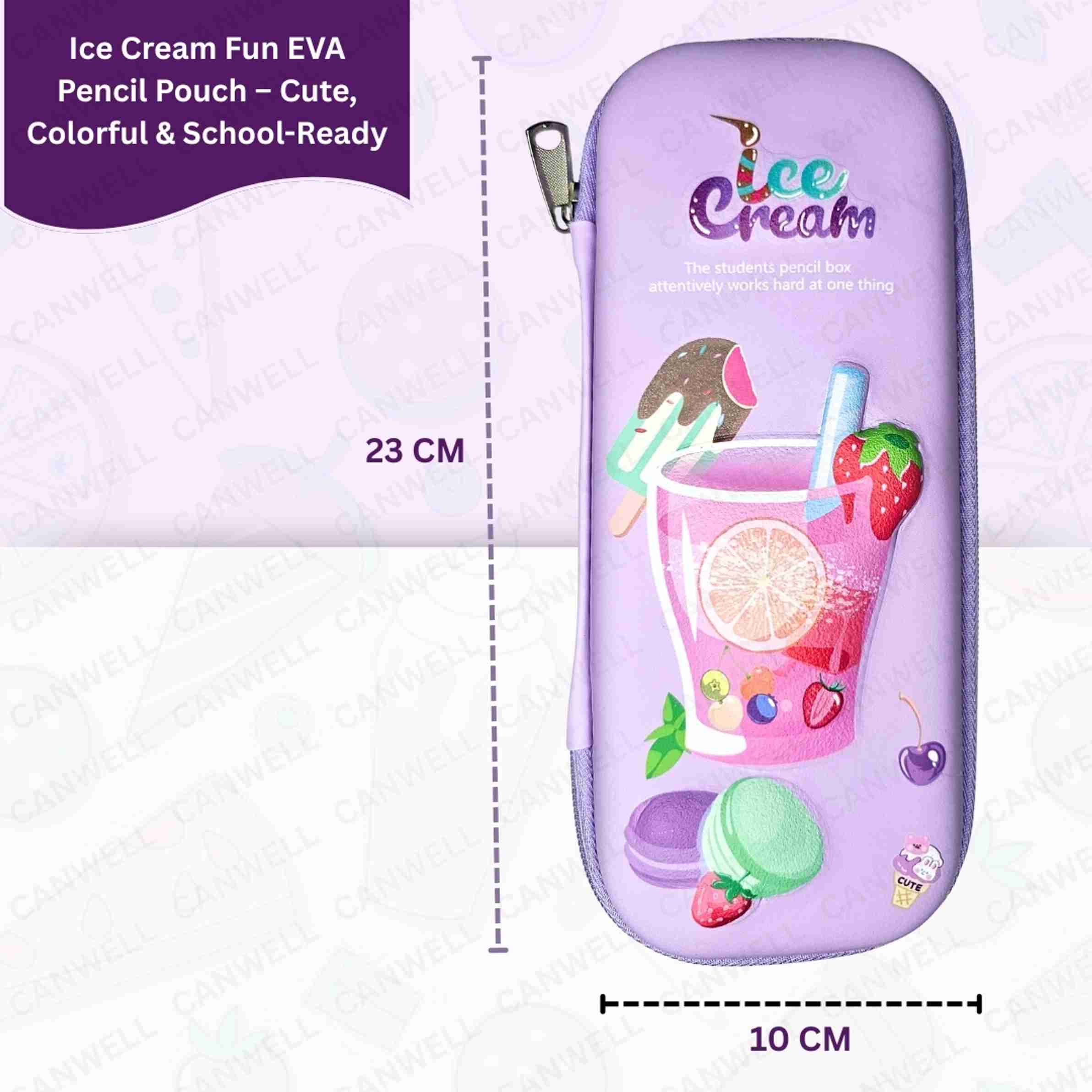 Flipkart.com | CANWELL 3D Purple Ice Pencil Case - EVA Pencil Pouch for ...