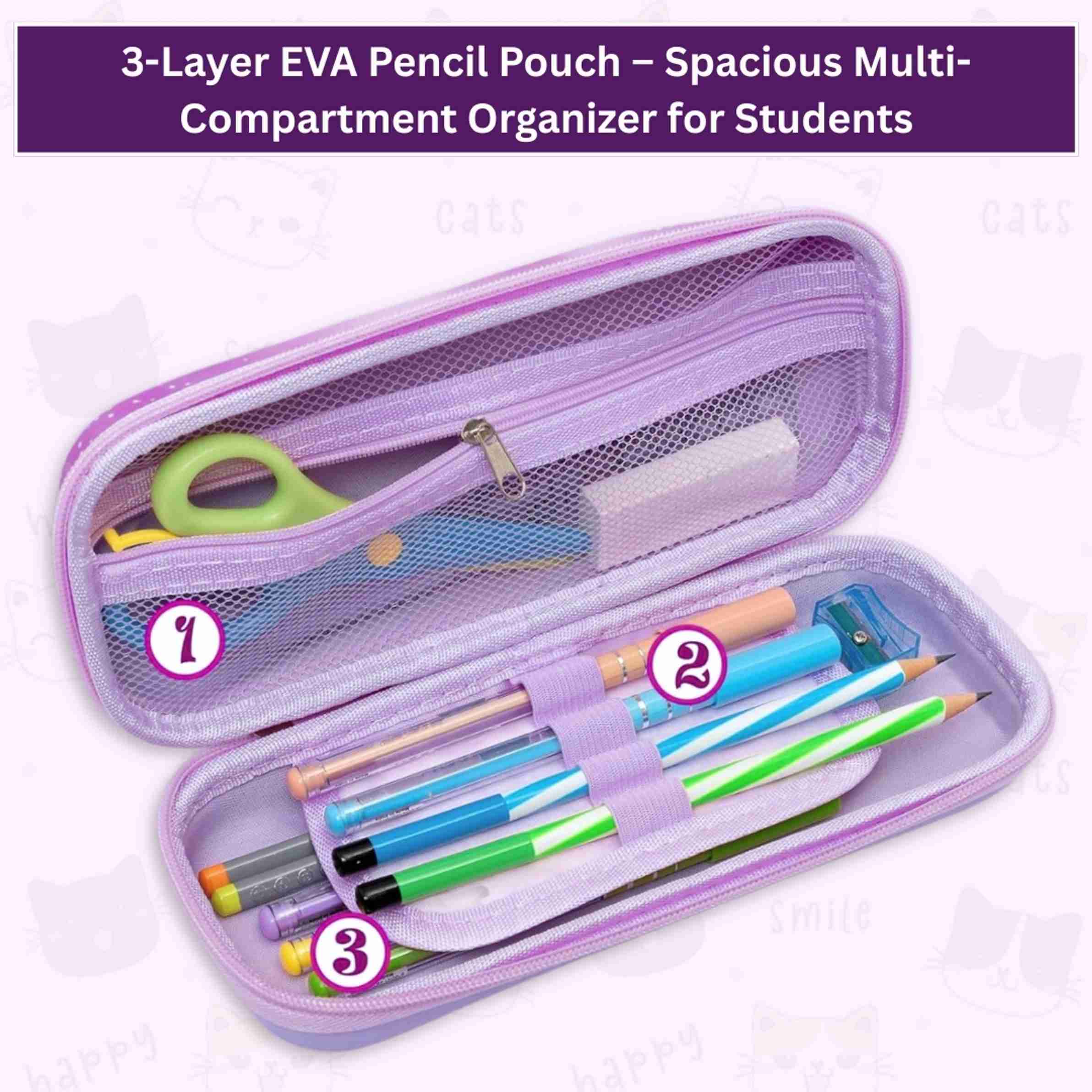 Flipkart.com | ALCANTARA Cat-PR699 Embossed Art Art EVA Pencil Box - Pouch