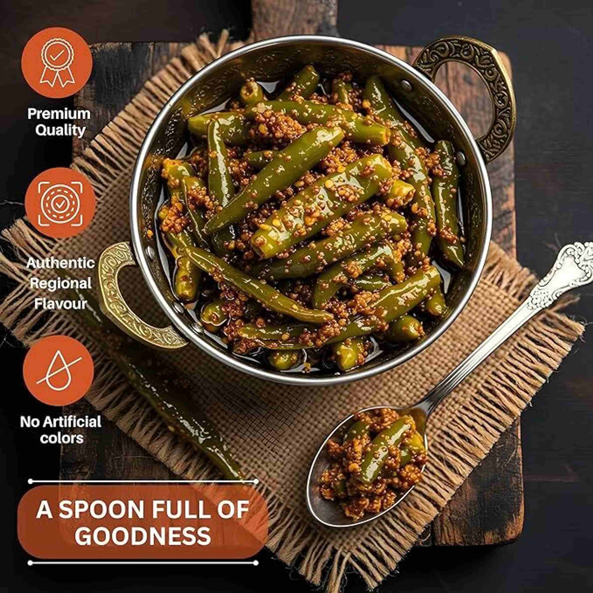 SKYBE Classic Homemade Green Chilli Pickle With Village Style Taste ...