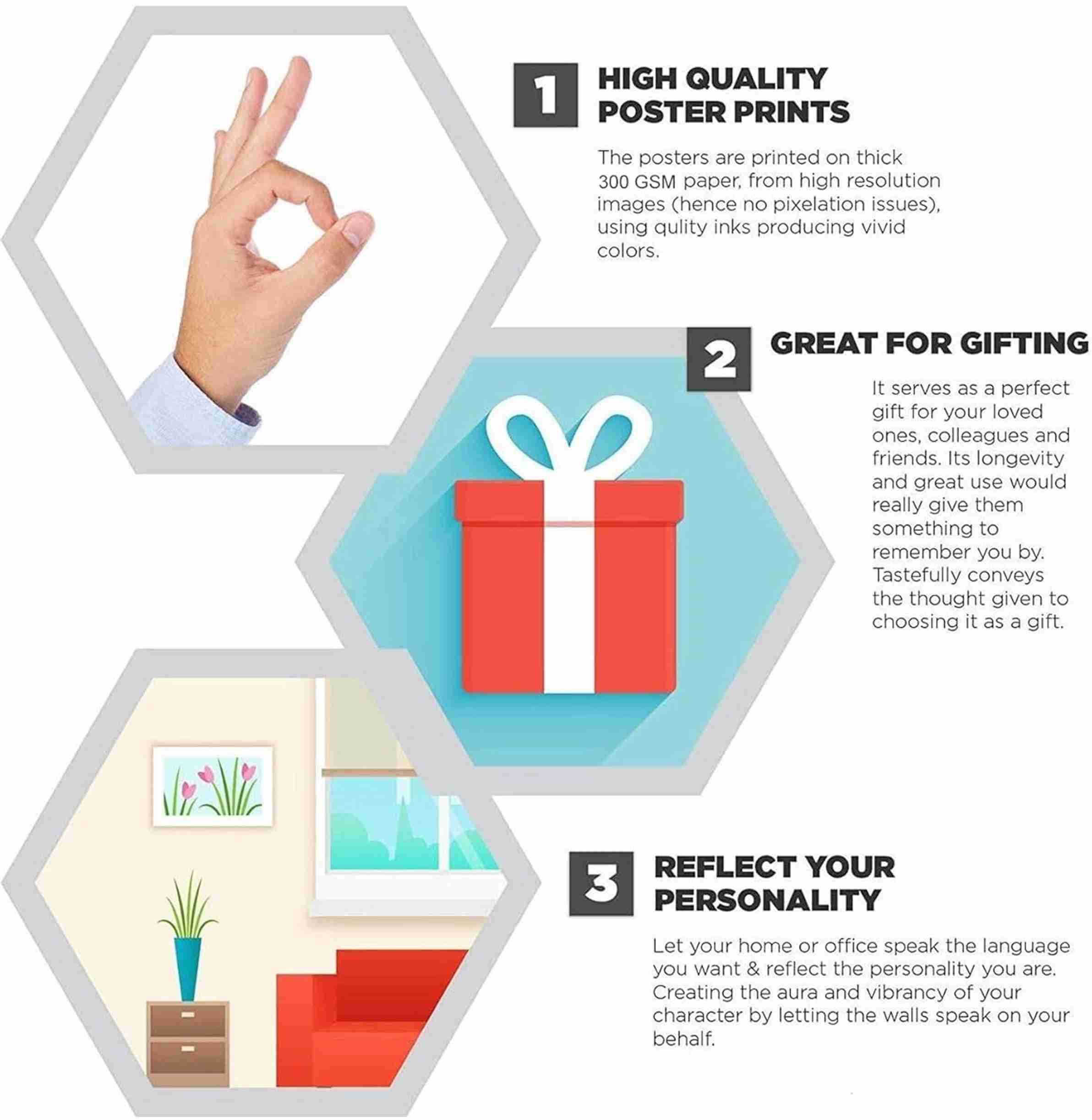 'Motivational Posters' (Pack of 4) for Room & Office Paper Print - H ...