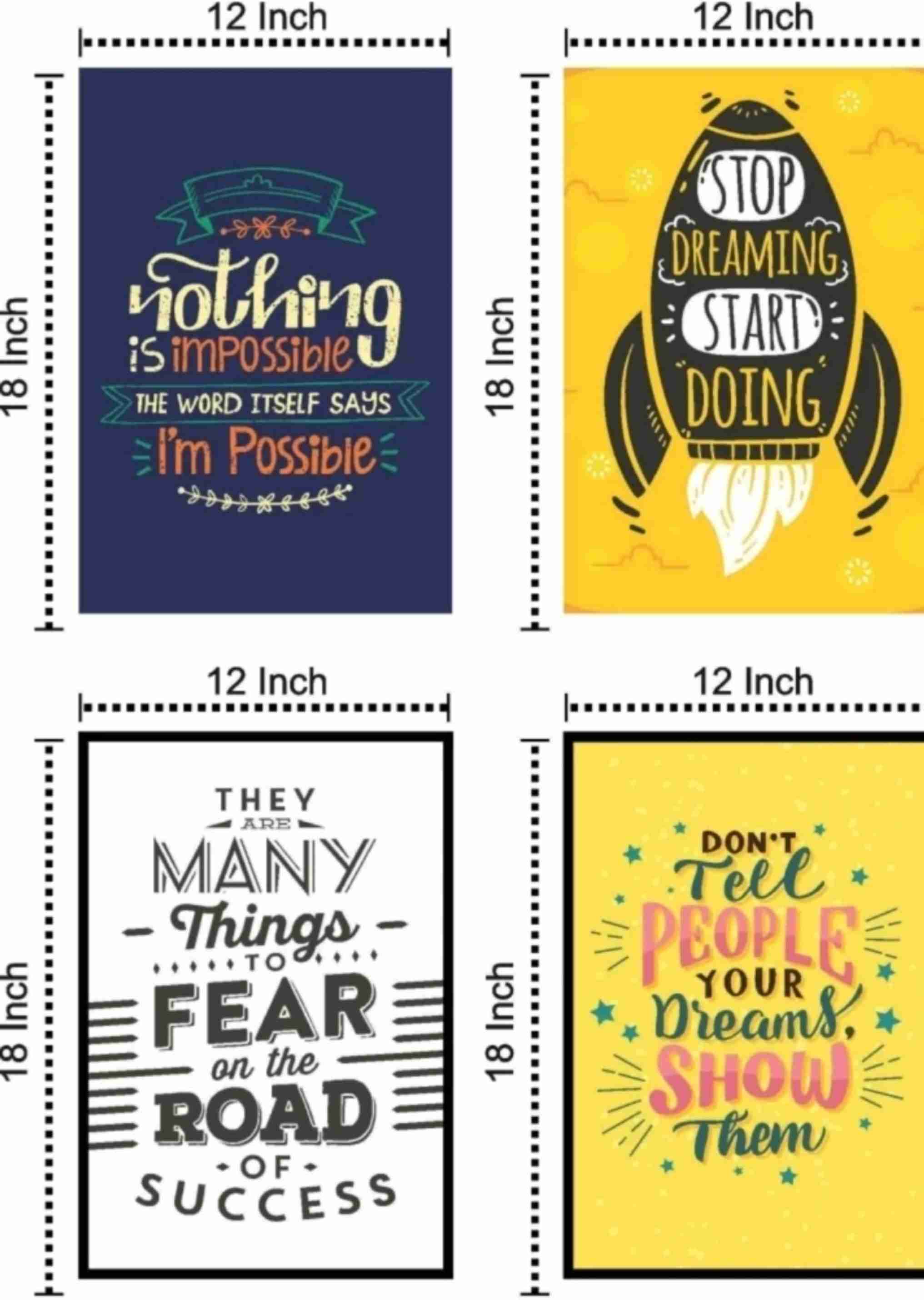Motivational poster, Pack-of-04 poster, wallpaper, Size-12x18 in" ,300 ...