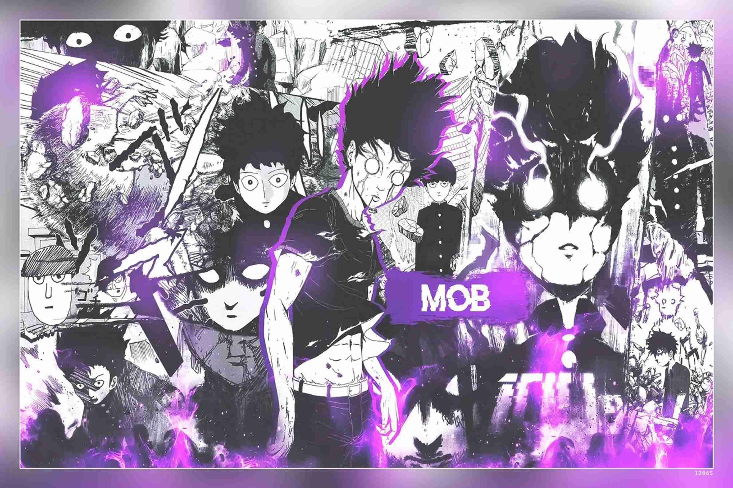 Mob Psycho Collage Manga Text Shigeo Kageyama Anime Series Matte Finish ...