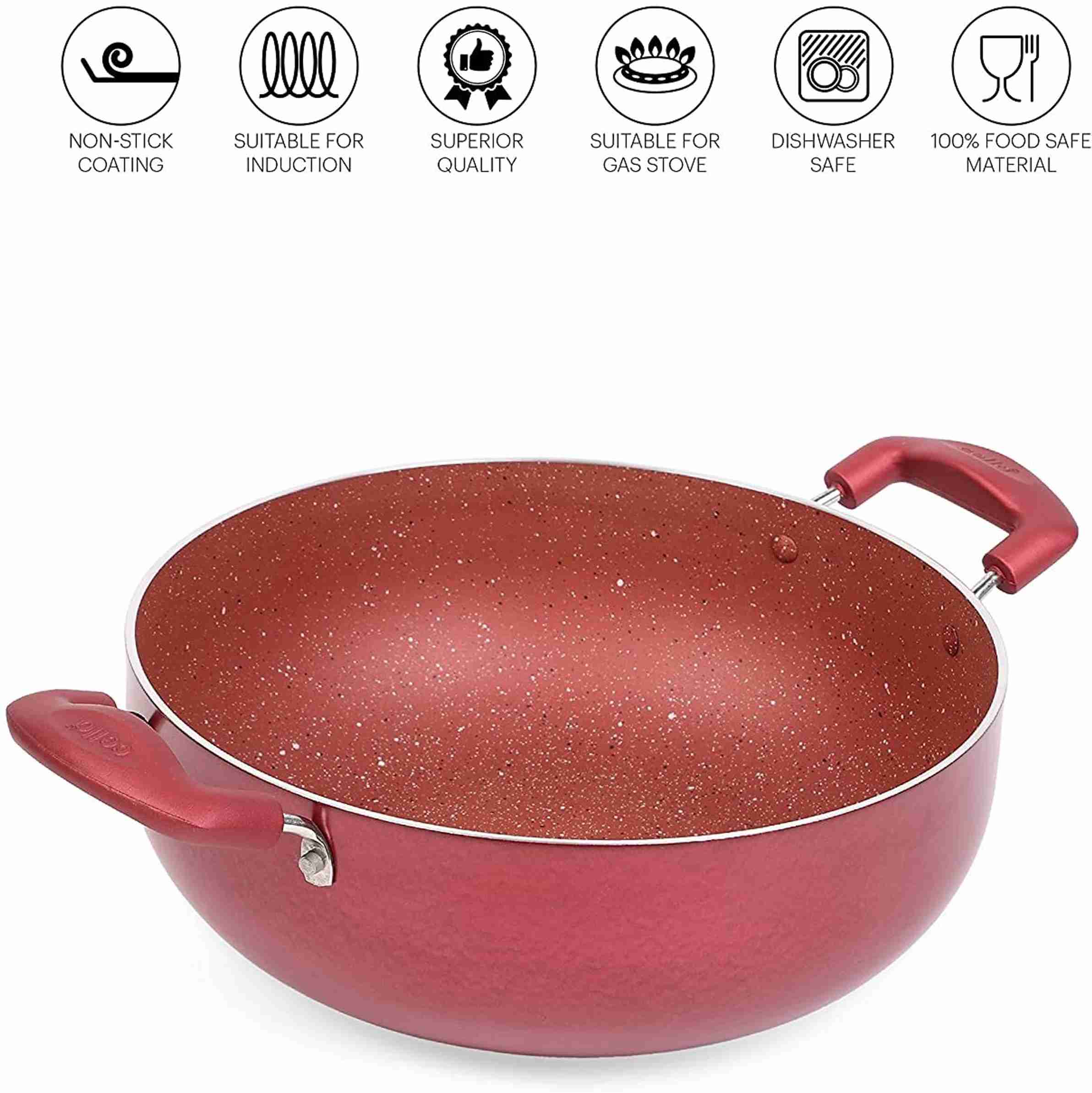 cello Crown Induction Base Kadhai Without Lid Kadhai 28 cm diameter 3.5 ...
