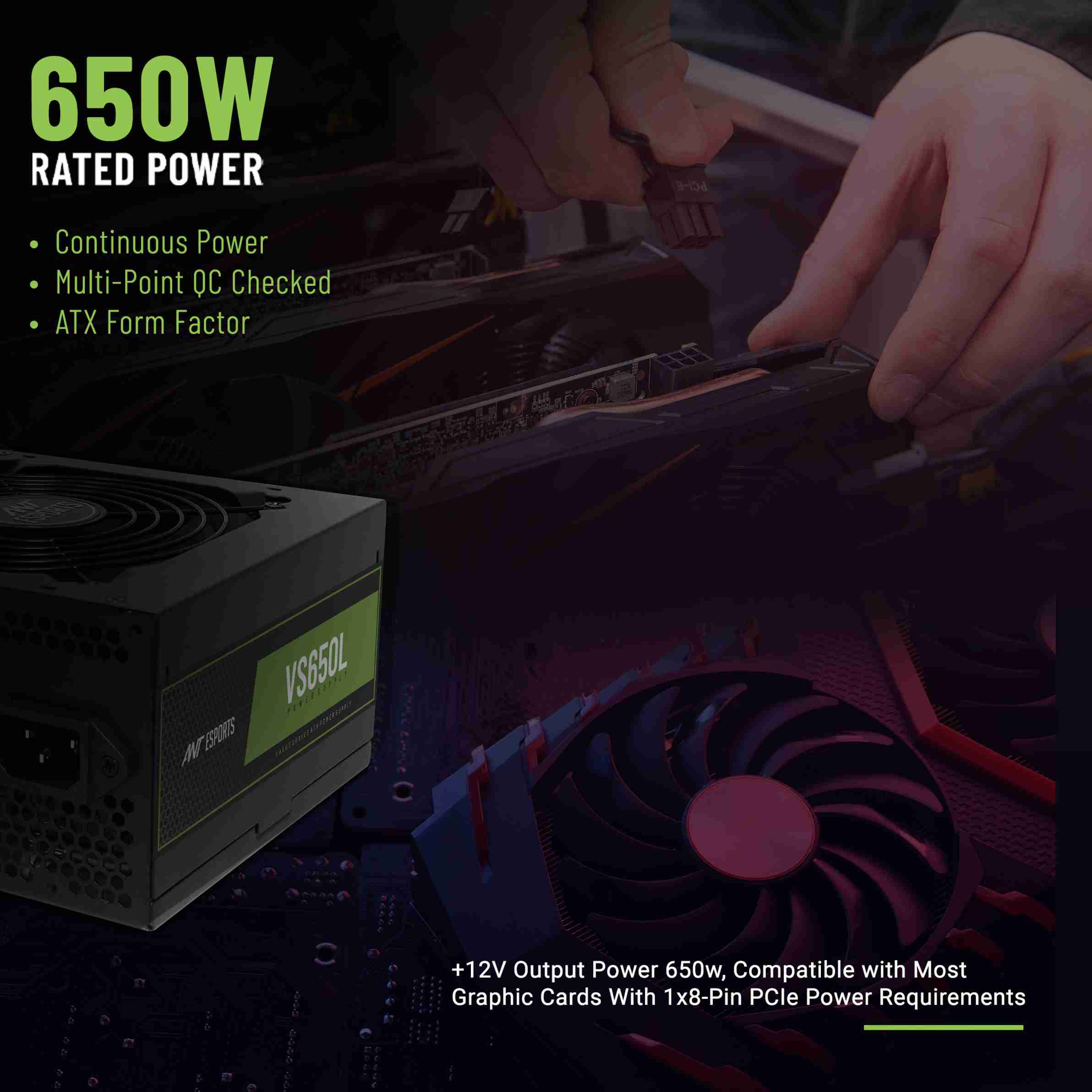 Ant Esports VS650L 650 Watts Gaming PSU with 5 SATA Cables - Ant ...