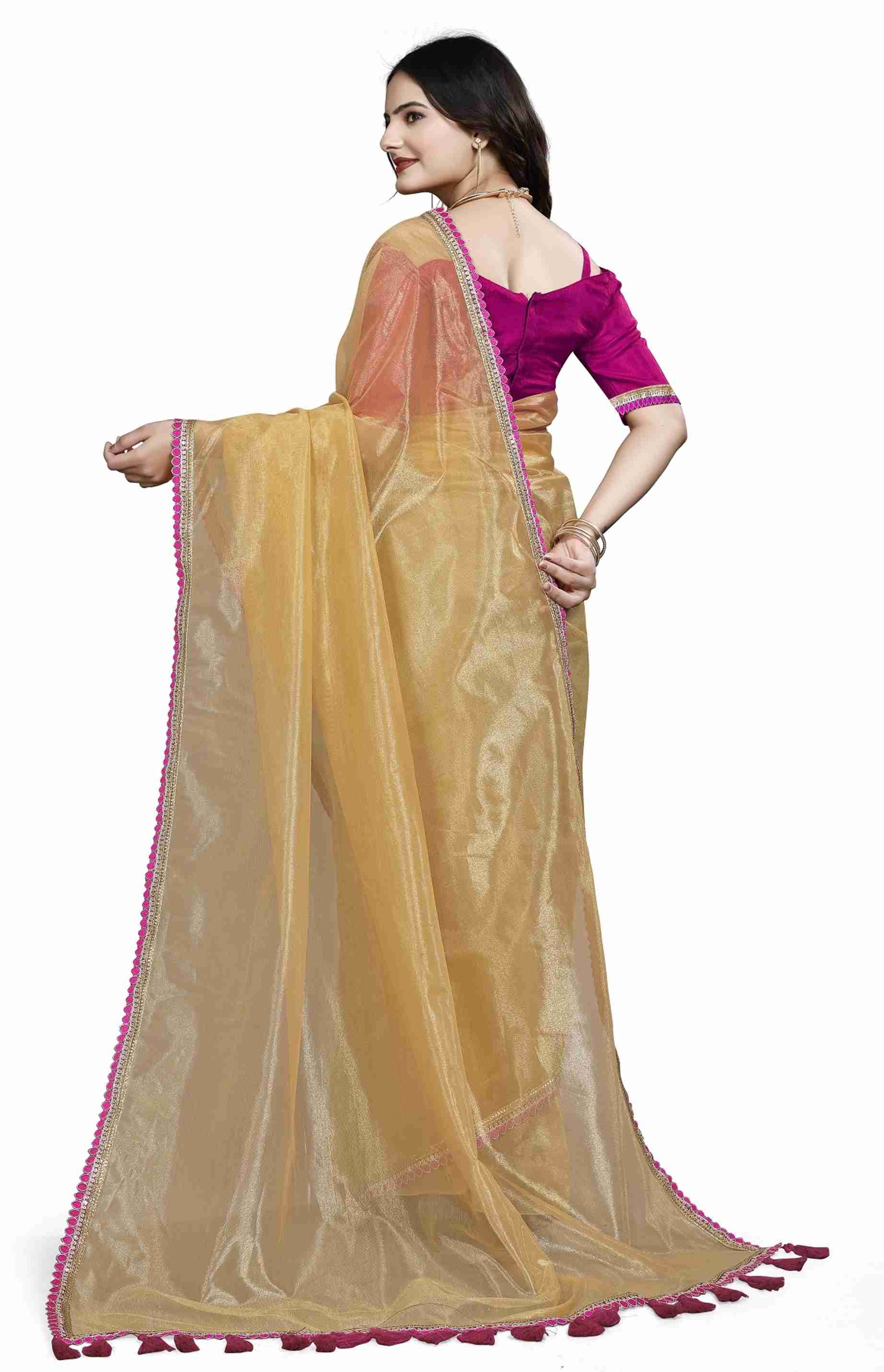 Buy KV Fashion Woven Bollywood Net Gold Sarees Online @ Best Price In ...