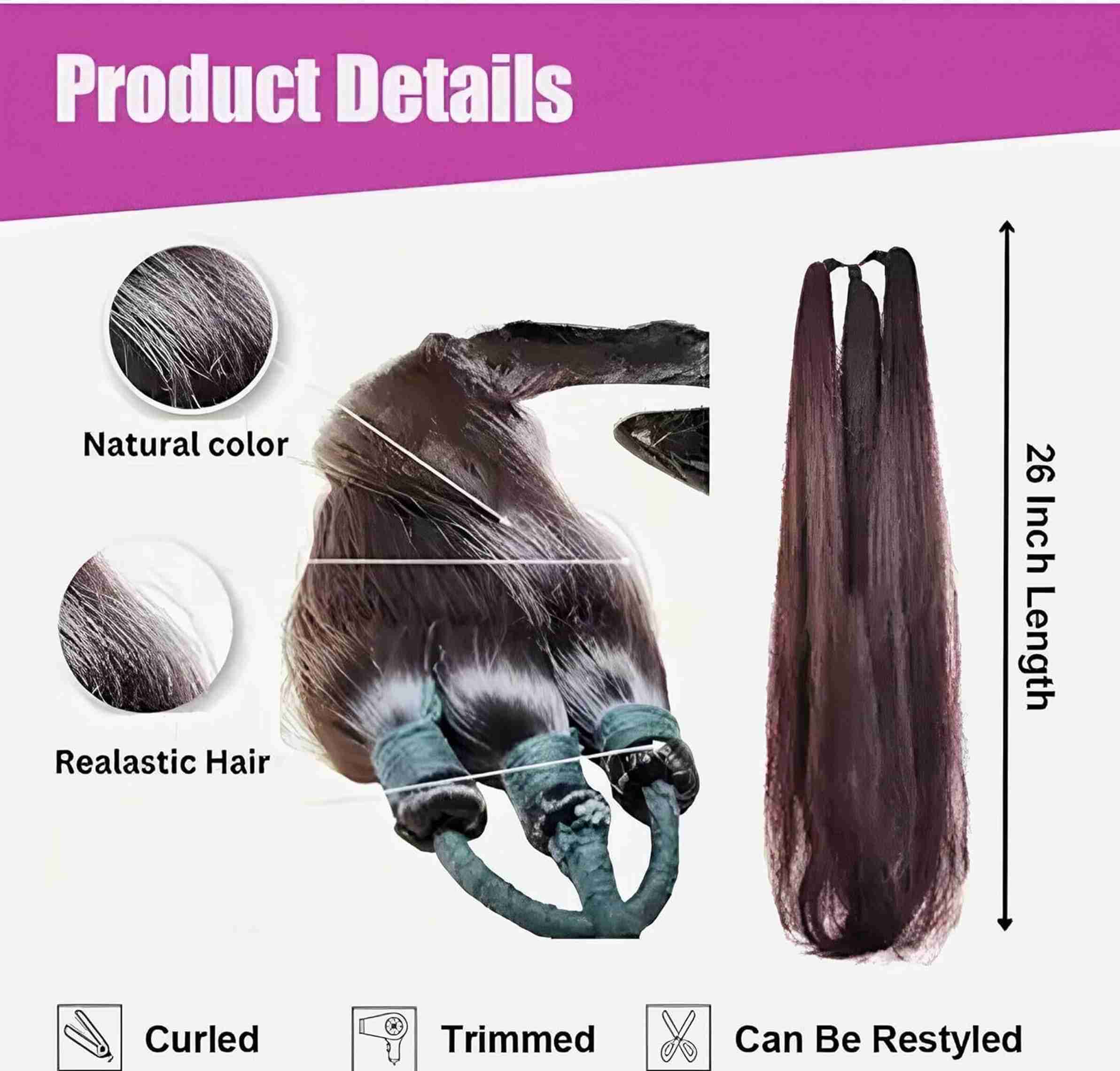 INDHR Artificial Fake Long Extensions for Women & Girls26" inch Hair ...