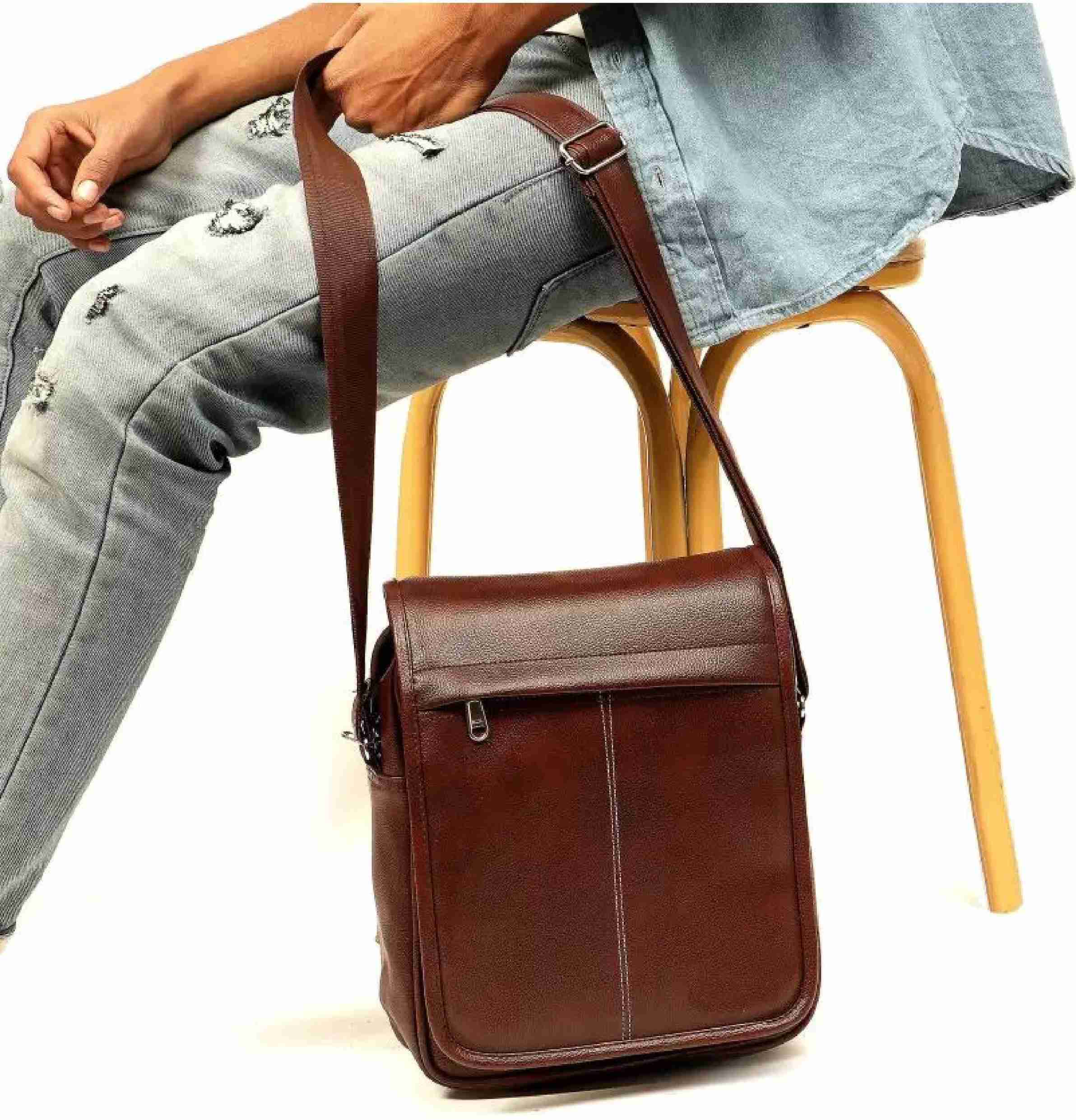 house of common Brown Sling Bag Men Sling Bag extra large Brown - Price ...