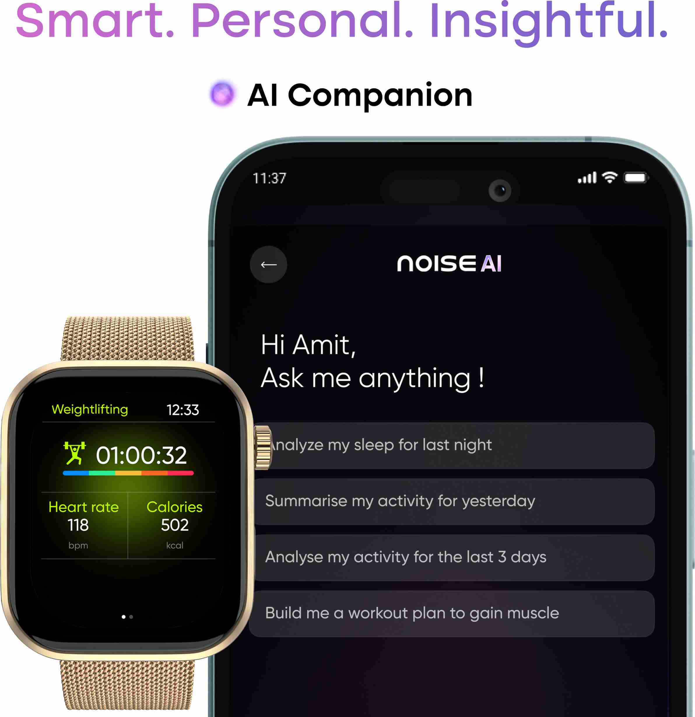 Noise Pro 6 1.85'' Amoled Dispay with AI Watch Faces & AI Companion ...
