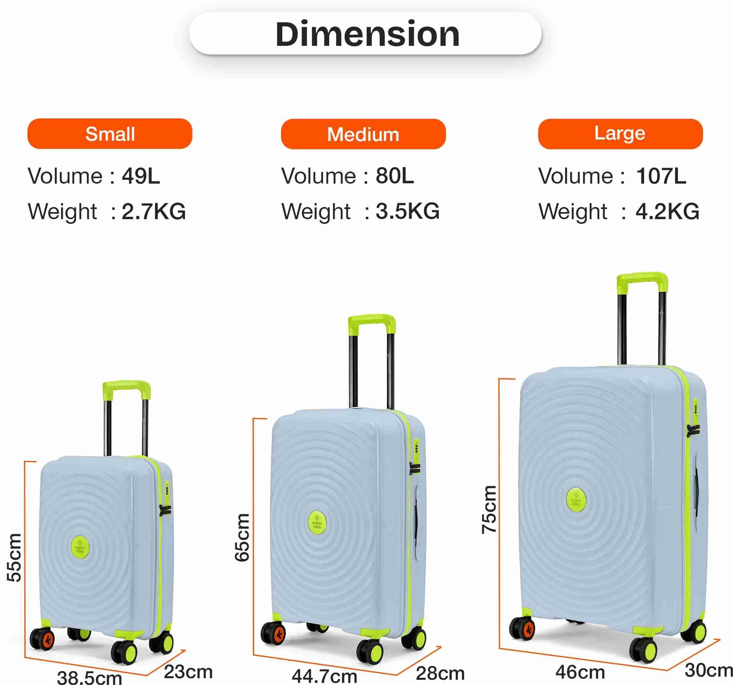 NASHER MILES Goa Polypropylene Hard-Sided Trolley Bags 55, 65 & 75 cm ...