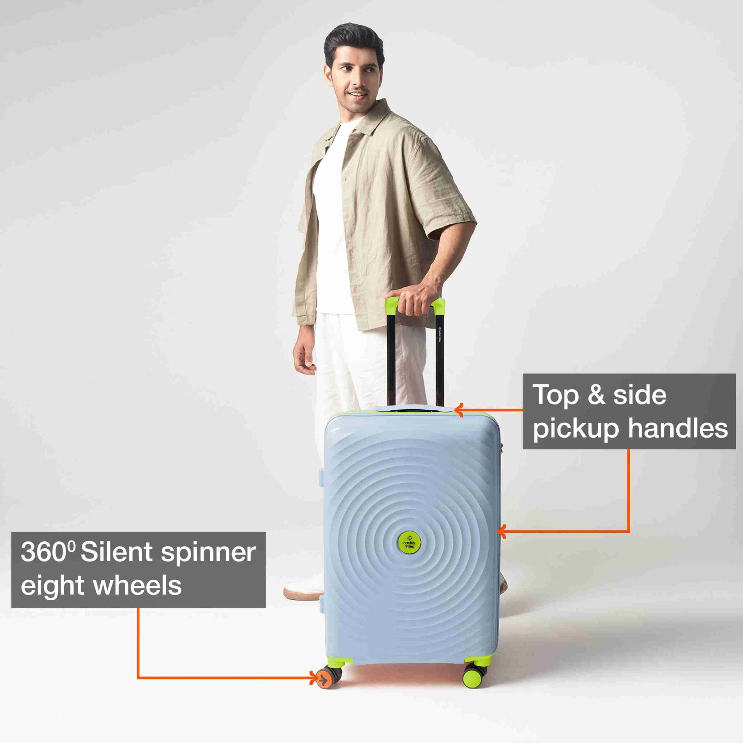 NASHER MILES Goa Polypropylene Hard-Sided Trolley Bags 55 & 65 cm ...