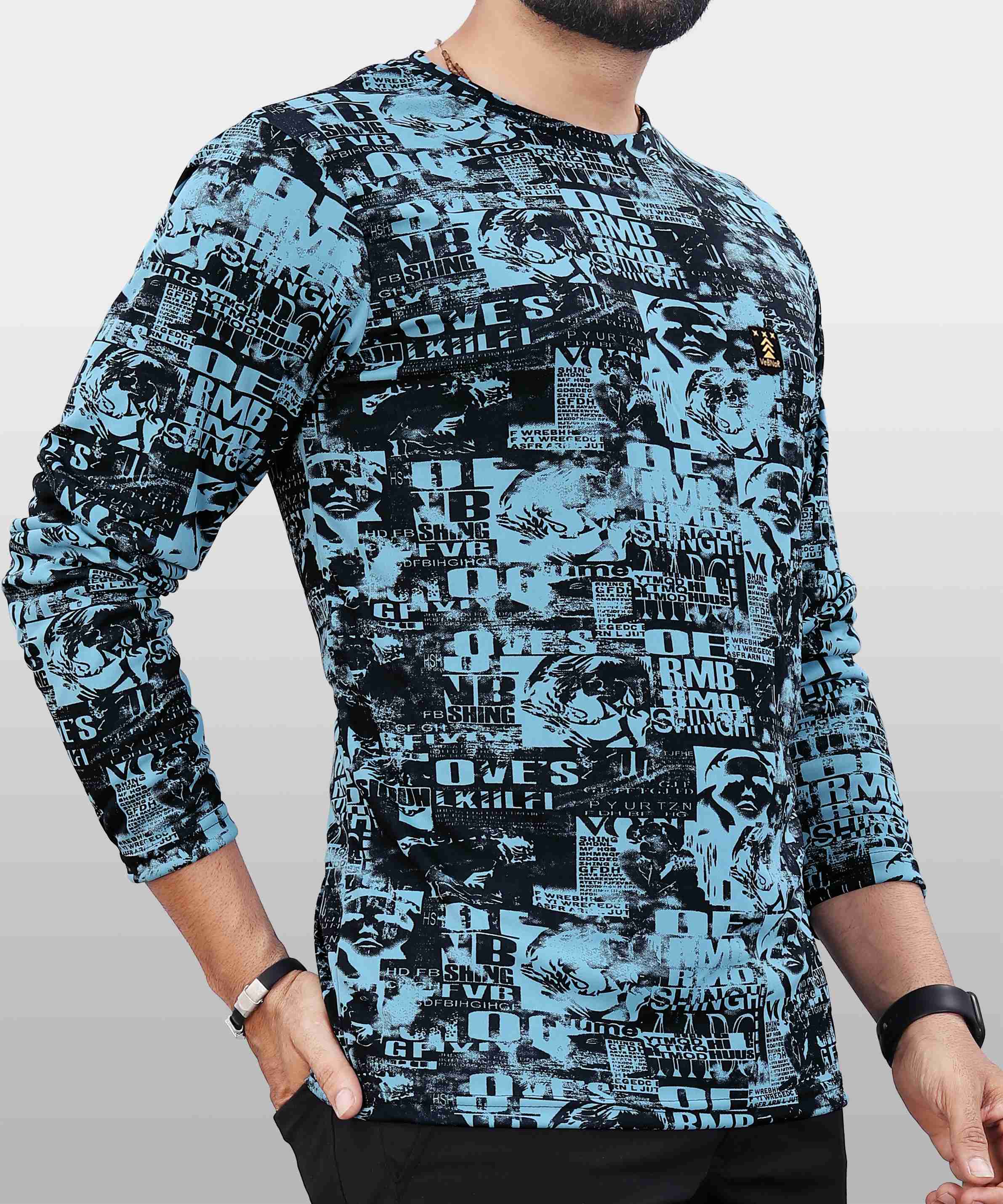 VeBNoR Typography Men Round Neck Light Blue T-Shirt - Buy VeBNoR ...