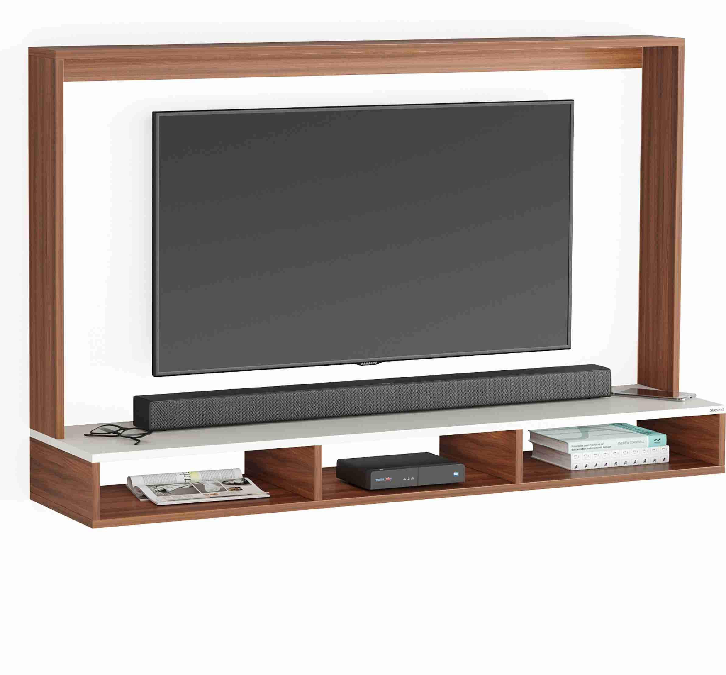 BLUEWUD Primax Neo TV Unit with Storage Shelves for Decor Display Upto ...