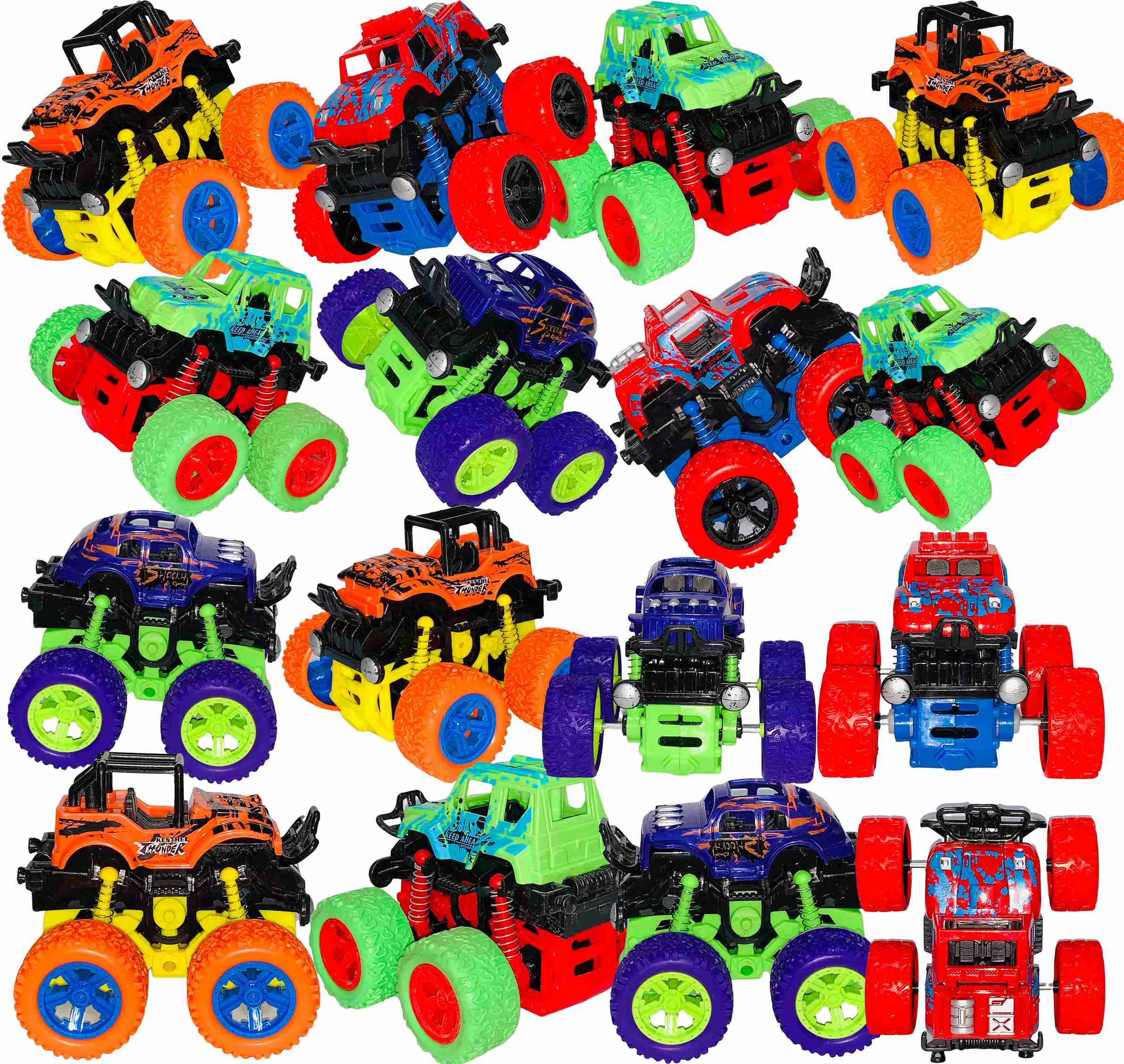 Wishmaster Pack Of 16 Mini Monster Truck Push & Go Toy Car For Kids ...