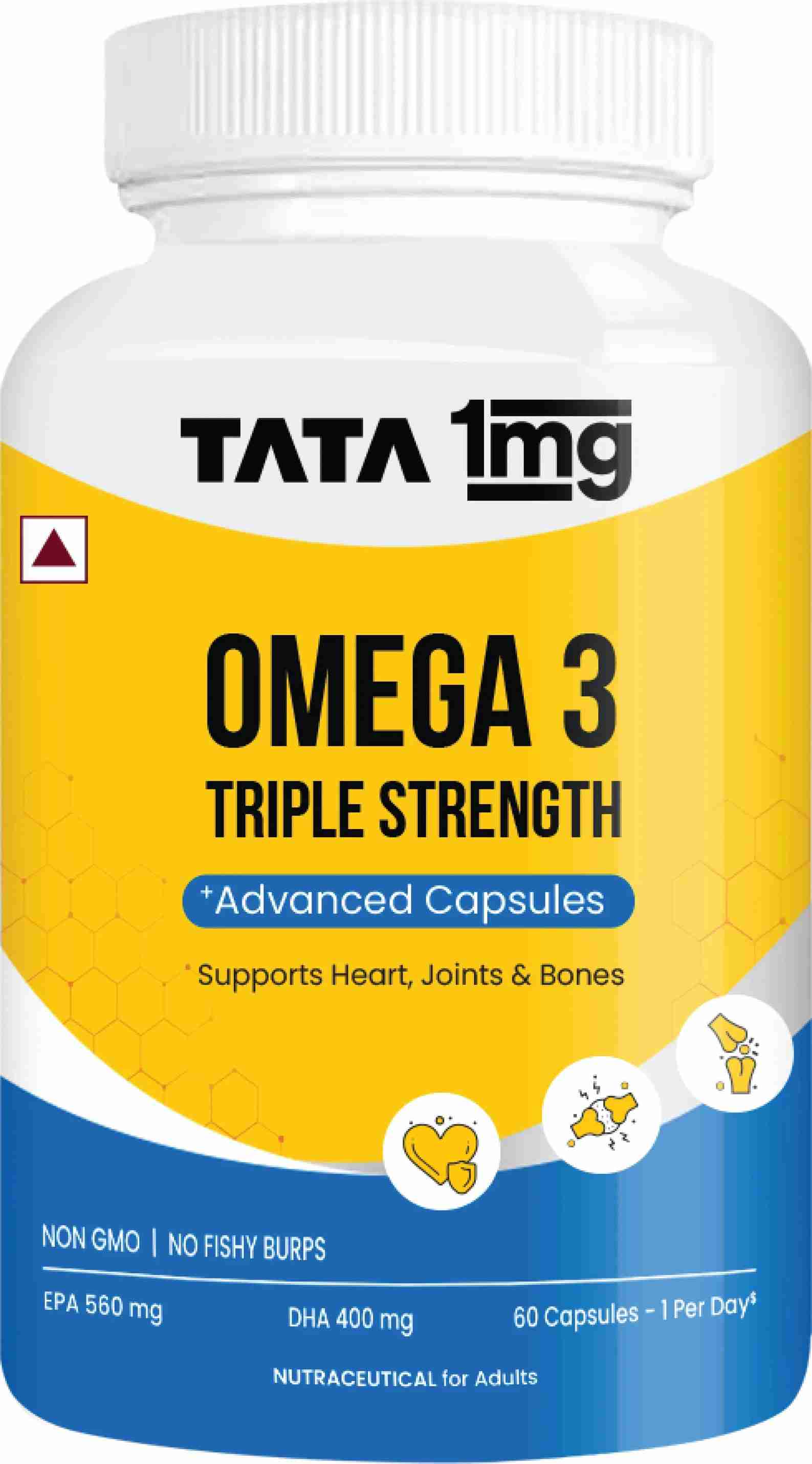 TATA 1mg Triple Strength Omega 3,EPA(560mg) & DHA (400mg) Fish Oil ...