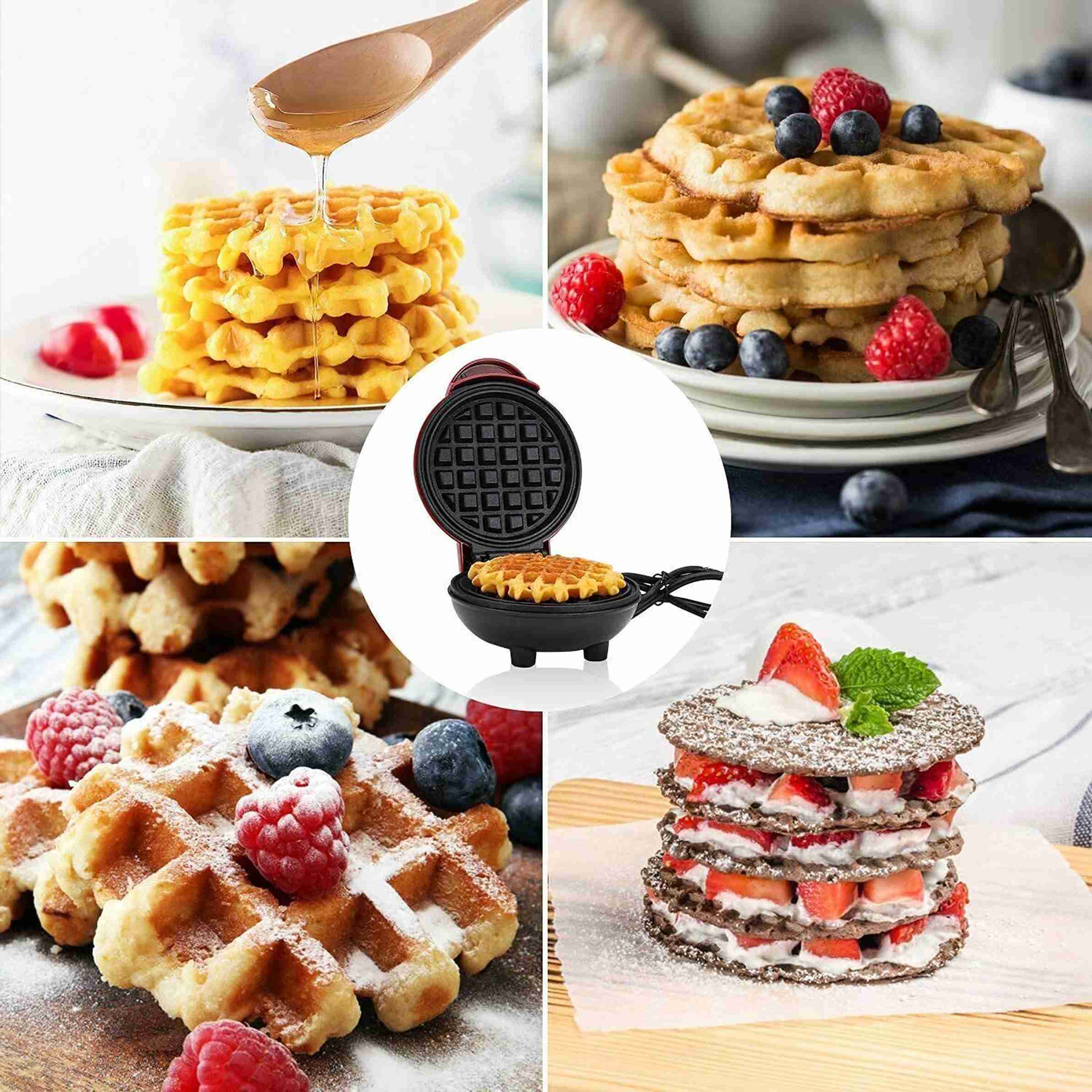 DASUBHA Mini Waffle Maker SS Non-Stick Electric Iron Machine Waffles ...