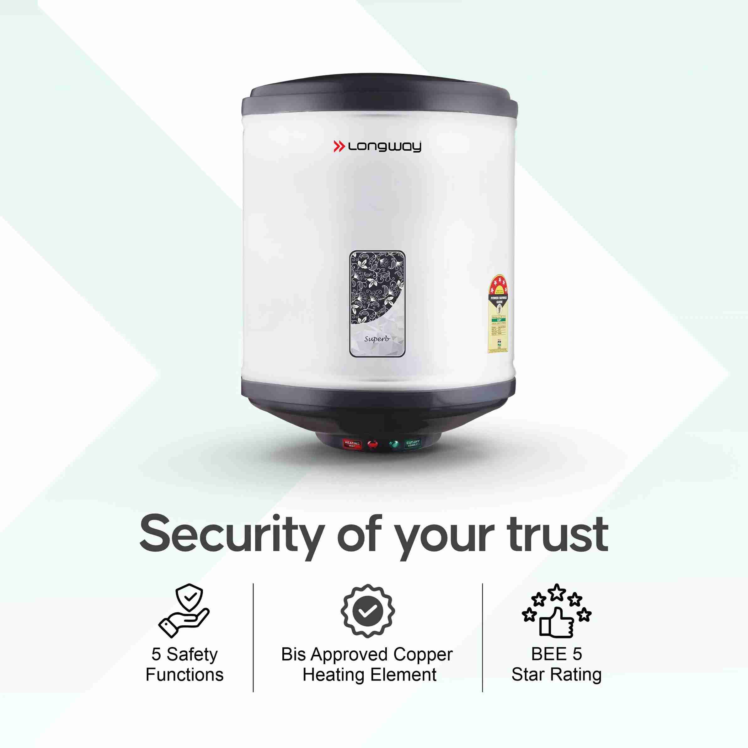 Longway Superb 10 L Storage Water Geyser 5 Star BEE Energy Rating | SS ...