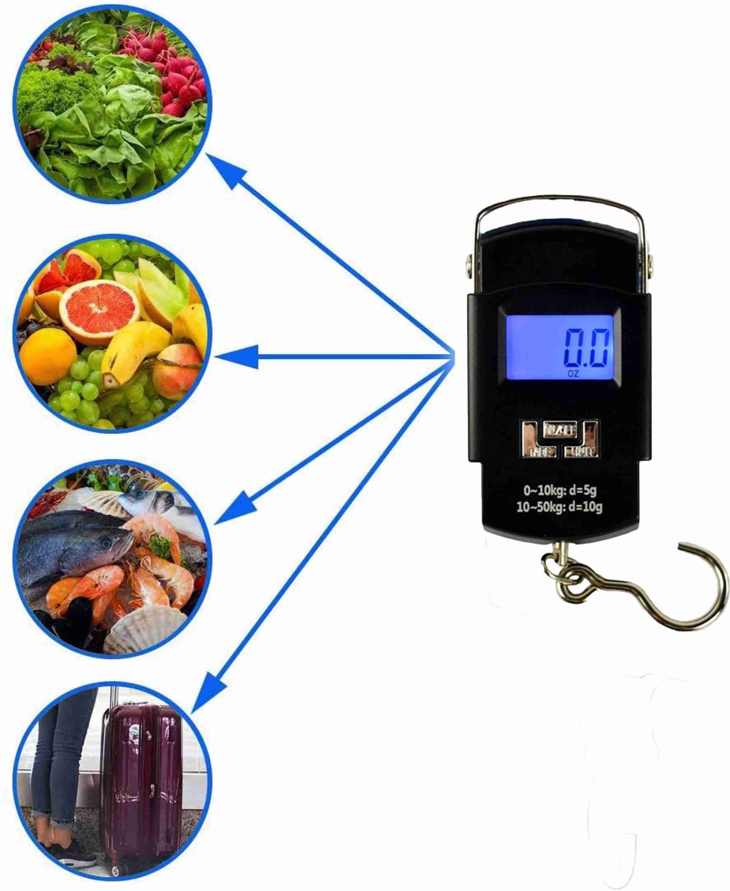 QNOVE 50Kg Portable Hanging Luggage Weight Machine Weighing Scale ...