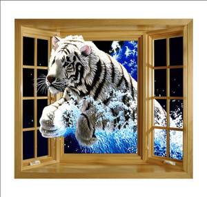 Impression Wall 58 cm Tiger Window Illusions Vinyl Multicolor Sticker ...