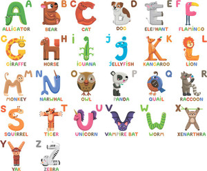 animal shape alphabets Poster Paper Print - Educational posters in ...
