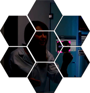 Mirror Sticker 32 cm Black hexagon 7 Acrylic Stickers 3D Stickers wall ...