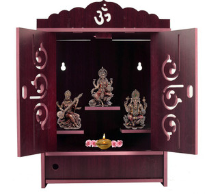 Livic Easy Folding MDF Solid Wood Home Temple Wall mount wooden pooja ...