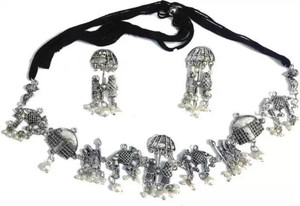 qto Oxidised Silver Silver Silver Jewellery Set Price in India - Buy ...