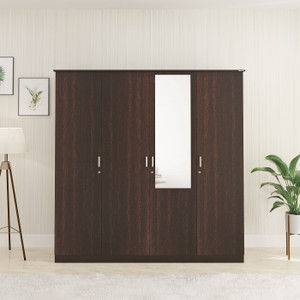 BLUEWUD Andrie 4 Door Almira with Mirror for Bedroom Home Furniture ...