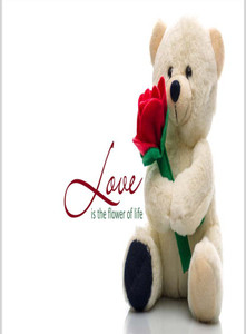 Cute Teddy With Rose Poster Paper Print - Abstract posters in India ...