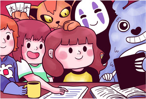 group study pic anime