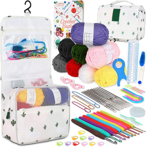 Gemsy 63 Pcs Crochet Kit for Beginners with Yarn & Storage Bag ...