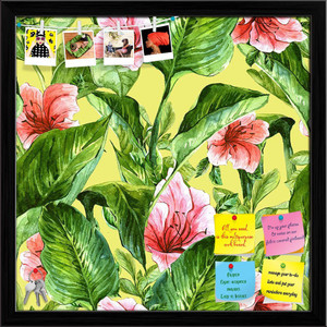 Artzfolio Tropical Leaves & Hibiscus Flowers Pattern D1 Pinboard Black ...