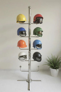 GLOBAL DESIGNERS Stainless steel helmet stand, 6 feet 20 hook ...
