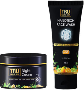 TRU HAIR & SKIN Night Cream-50gm+Nanotech Facewash-100ml| Daily Glow ...
