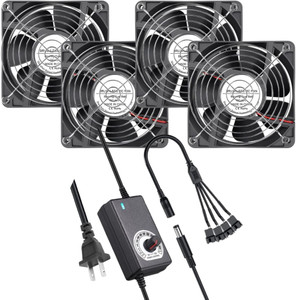 Enormity 4pc 12025mm DC Fan, Grill 12V, with 120V-240V AC Plug ...