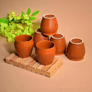 Storepedia Pack of 12 Ceramic 160ml Traditional Design Kullad Tea Cup ...